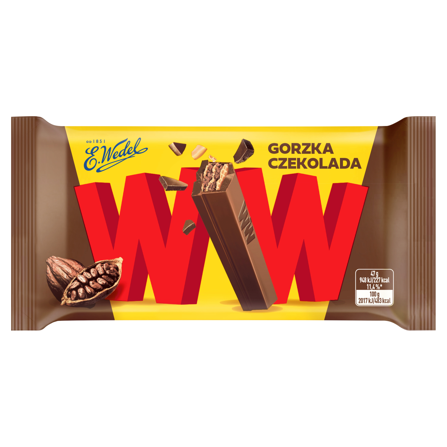 WEDEL WW Wafelek o smaku orzechowym w gorzkiej czekoladzie 47 g - Frisco.pl