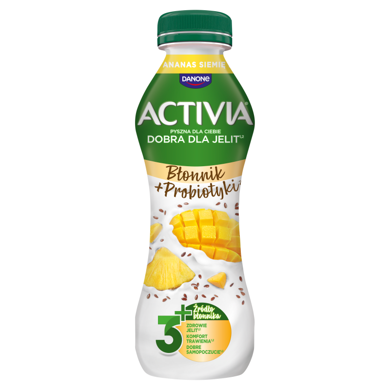ACTIVIA Jogurt o smaku ananas-mango z nasionami i zbożami oraz szczepem ...