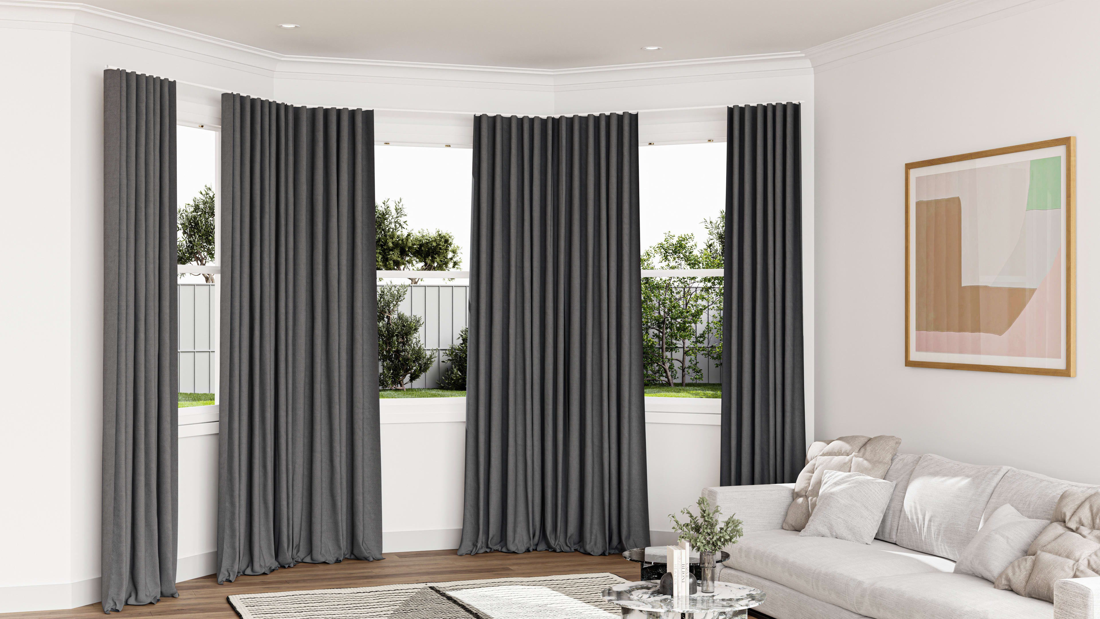 Mavro Blockout Box and Bay Curtain in Charcoal