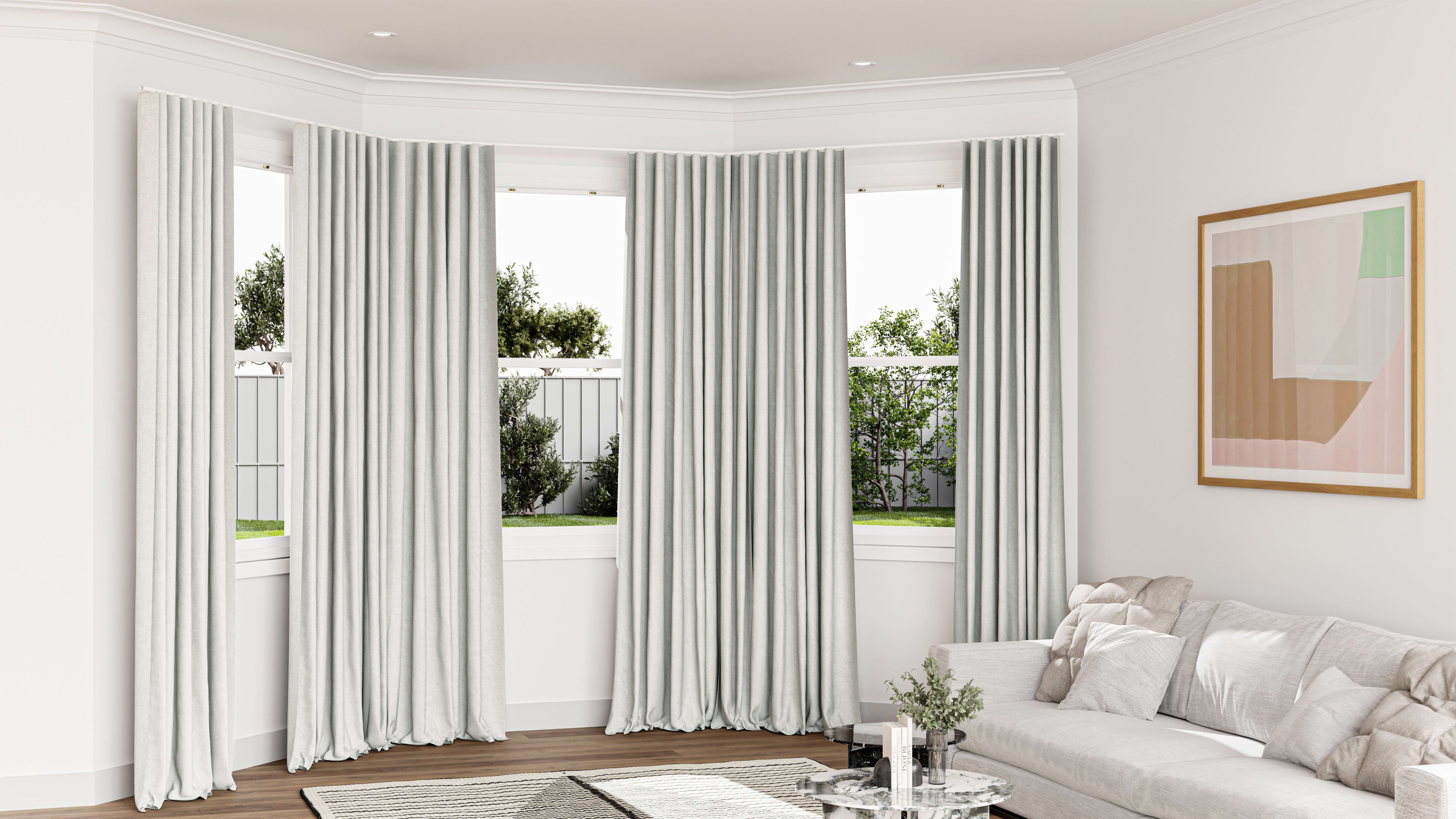 Simplicity Blockout Box and Bay Curtain in White
