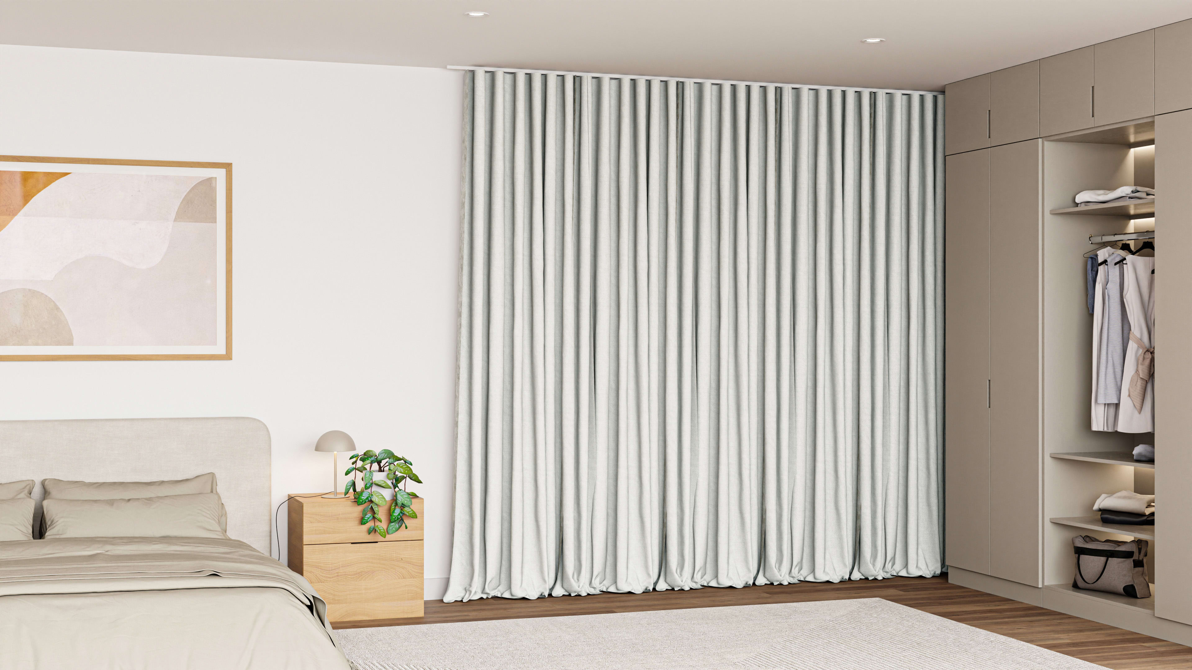 Simplicity Blockout S-Fold Curtain in White