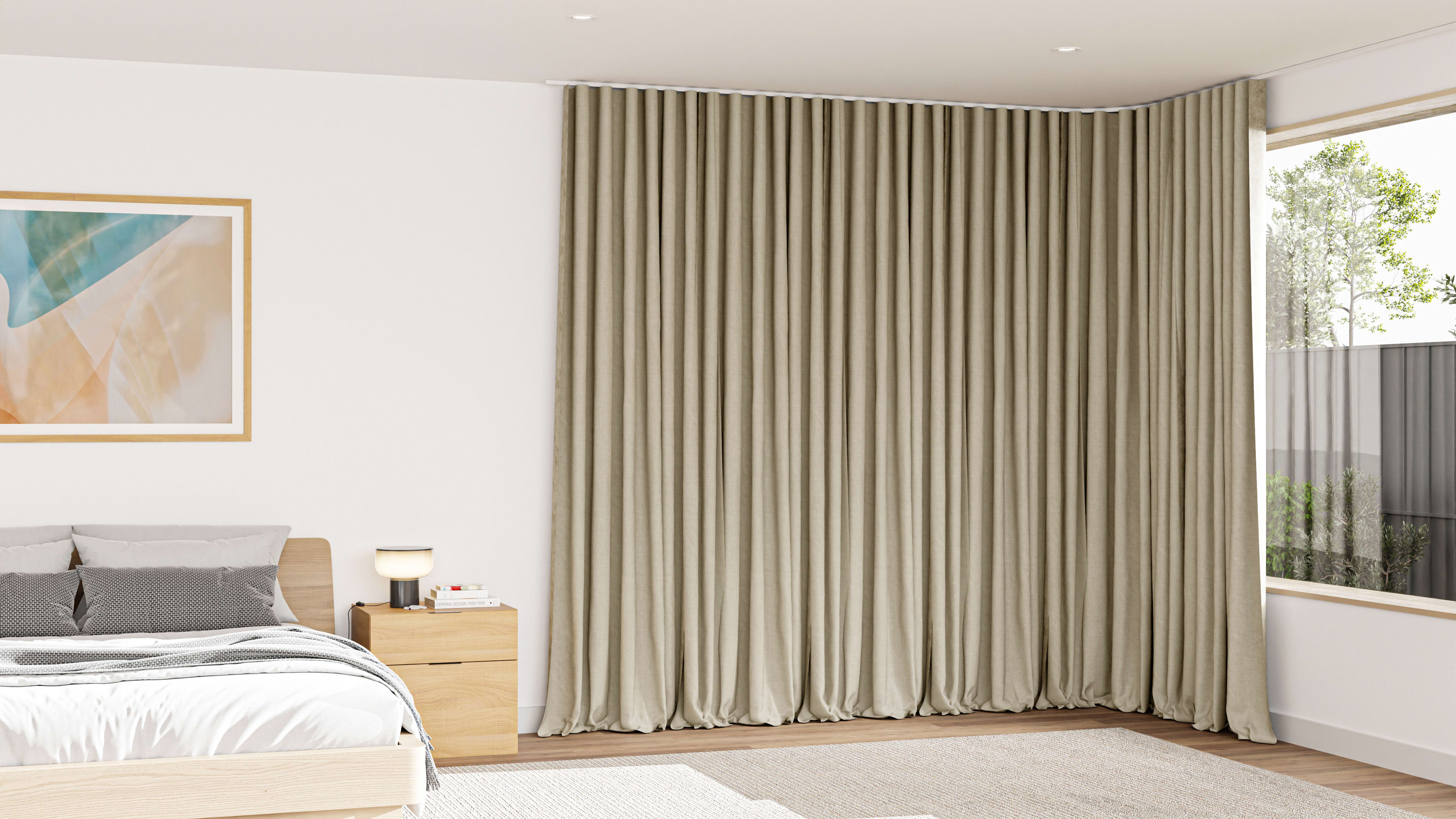 Belmore Blockout Curved Curtain in Almond
