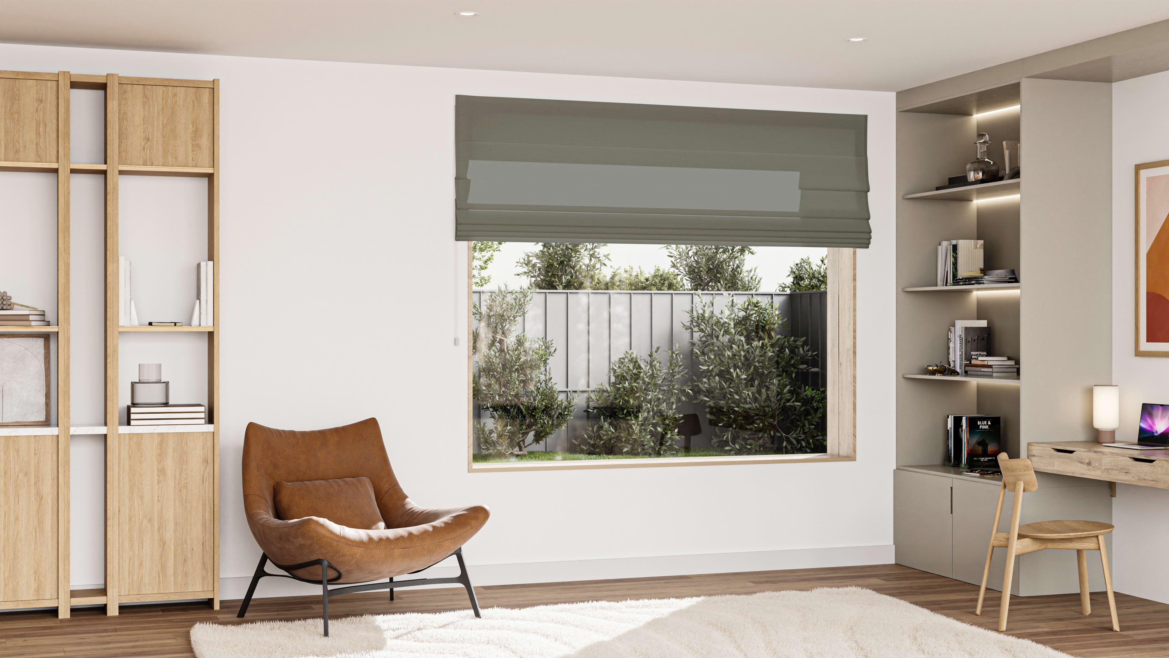 Linesque LF Light Filtering Roman Blind in Granite