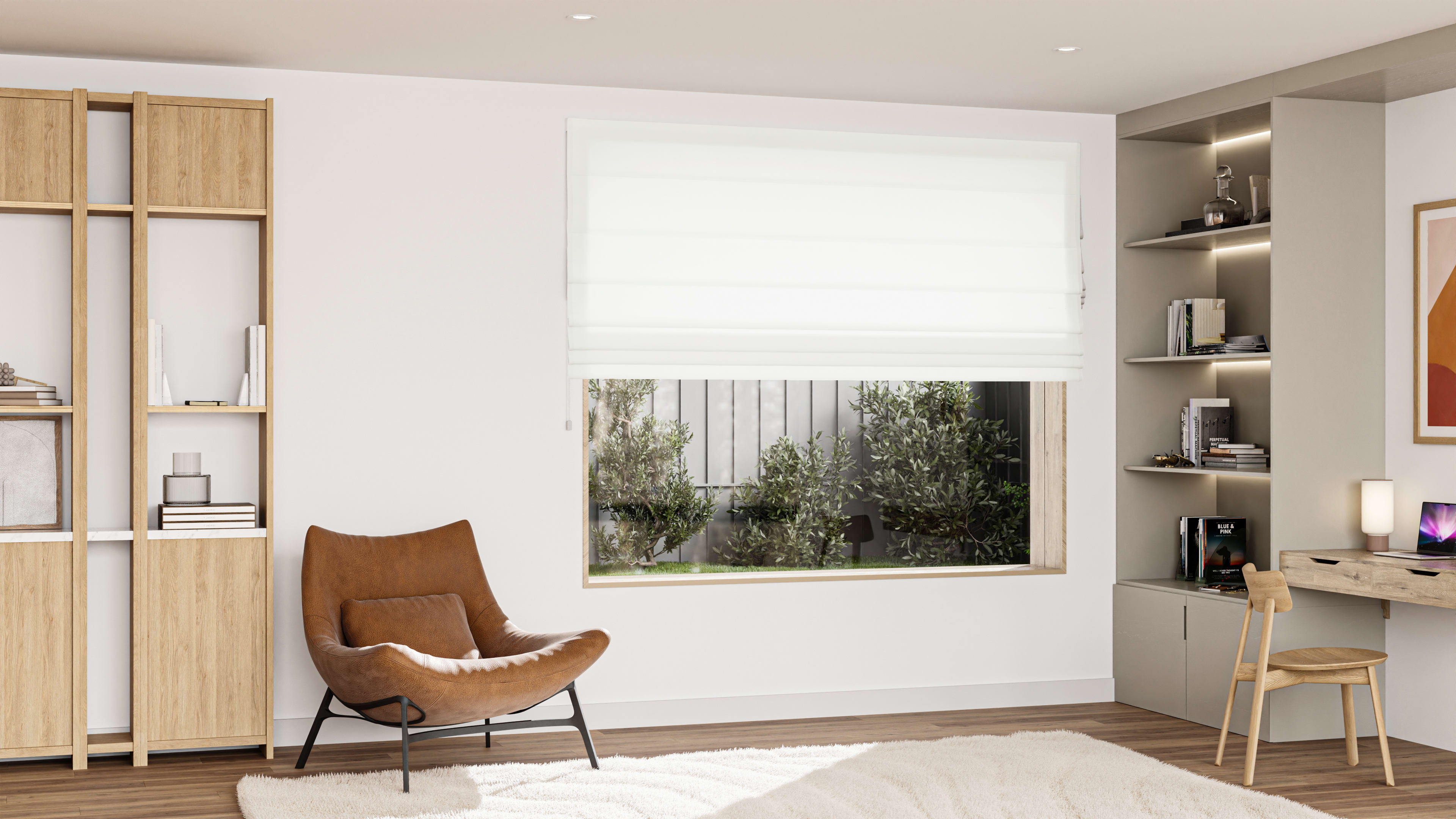 Metro LF Light Filtering Roman Blind in Dove White LF