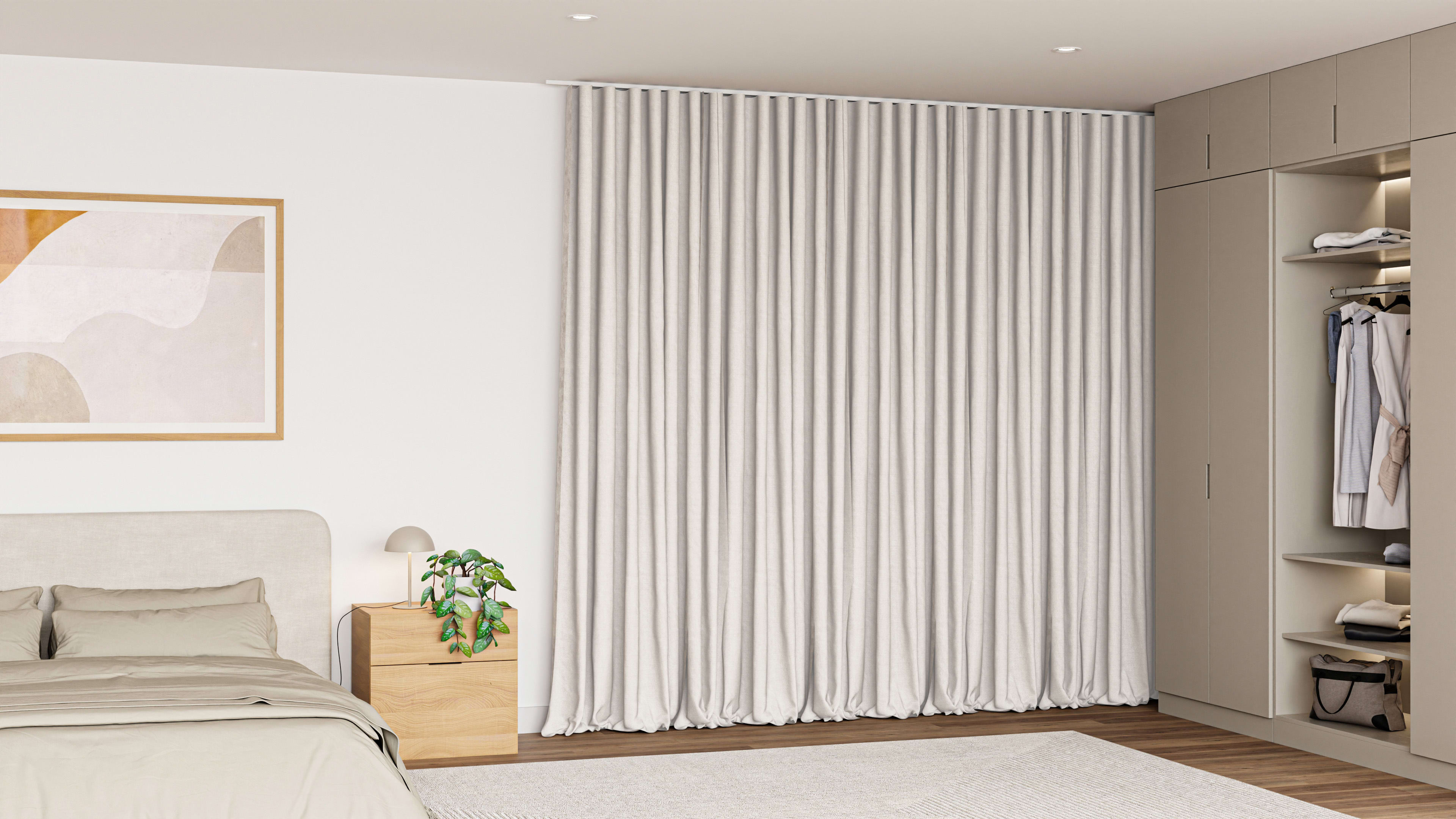 Burleigh Sheer and Simplicity Lined Curtain in Pearl
