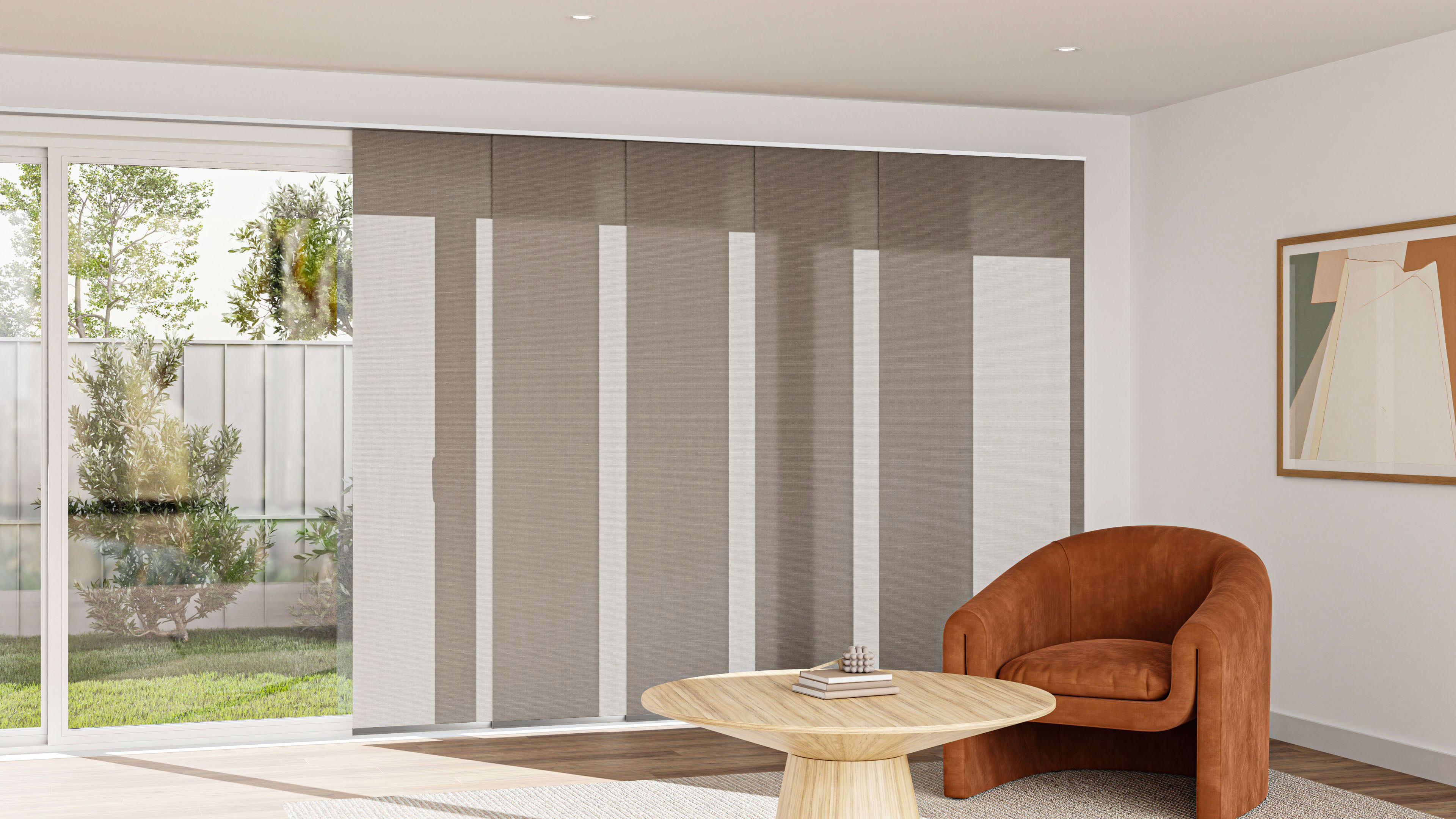 Balmoral LF Light Filtering Panel Glide Blind in Armour LF