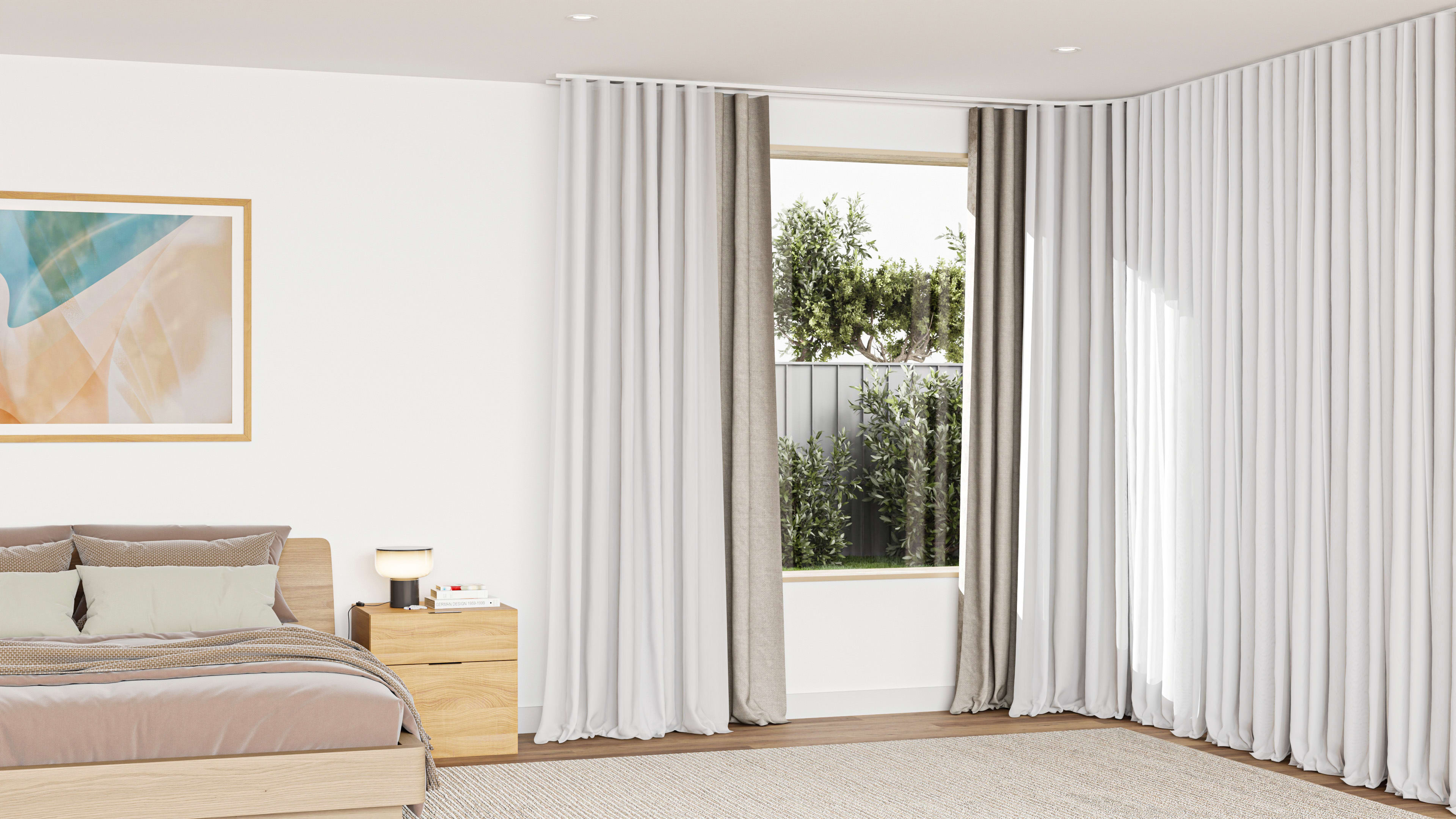 Alexandra Sheer and Mavro Blockout Double Curtain in Blanc