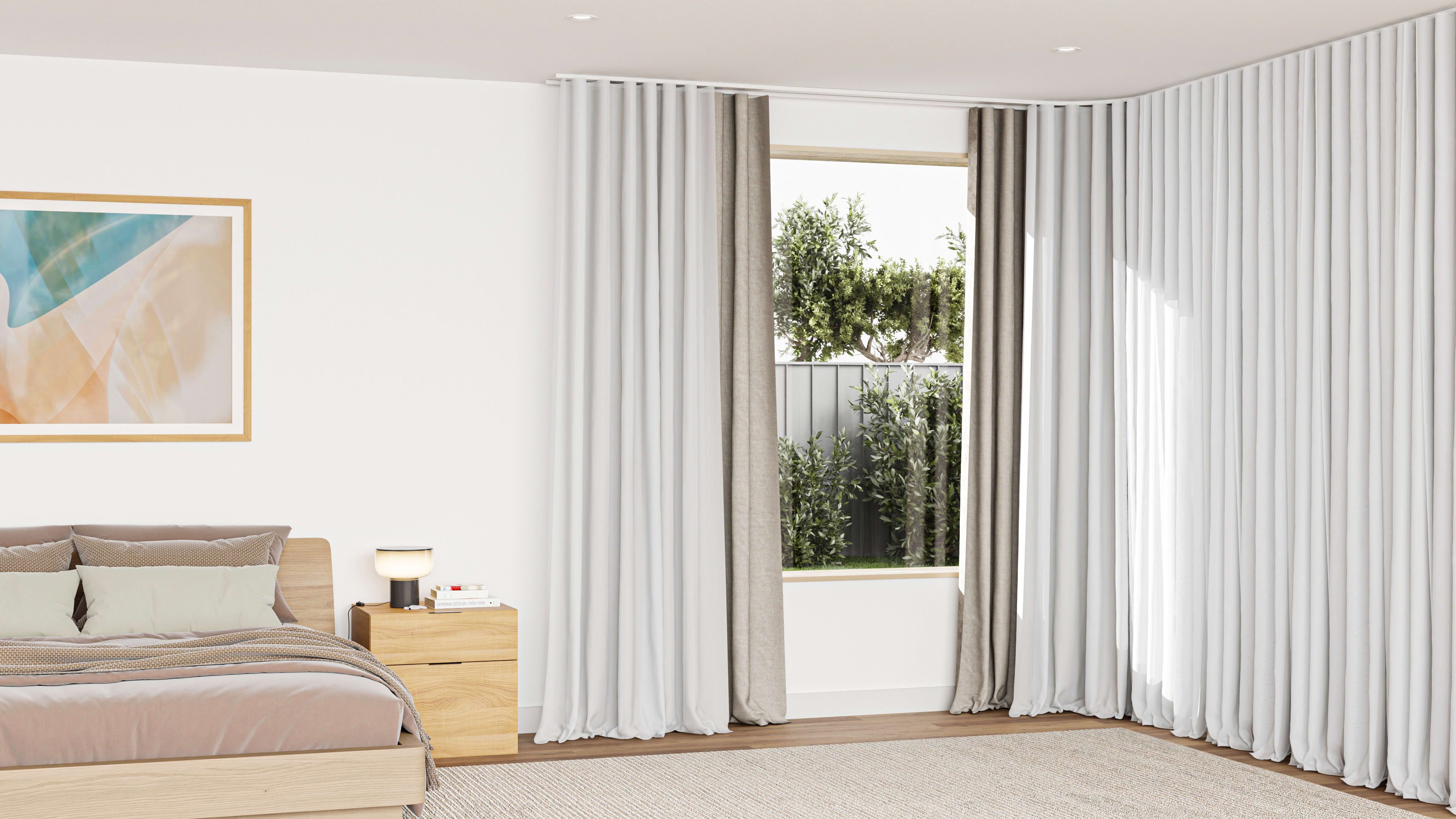 Allusion Sheer and Simplicity Blockout Double Curtain in Ghost