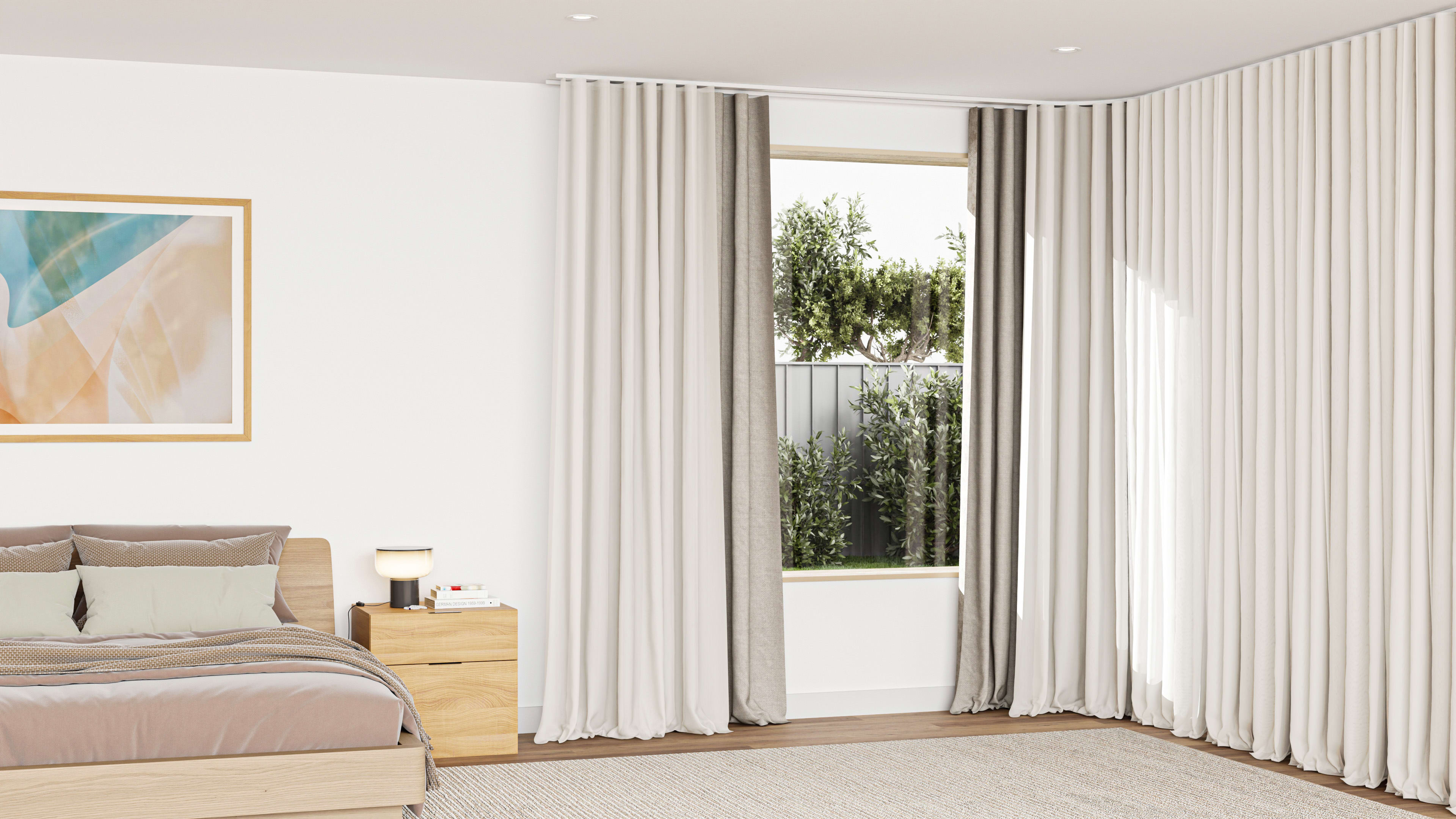 Burano Sheer and Simplicity Blockout Double Curtain in Vanilla