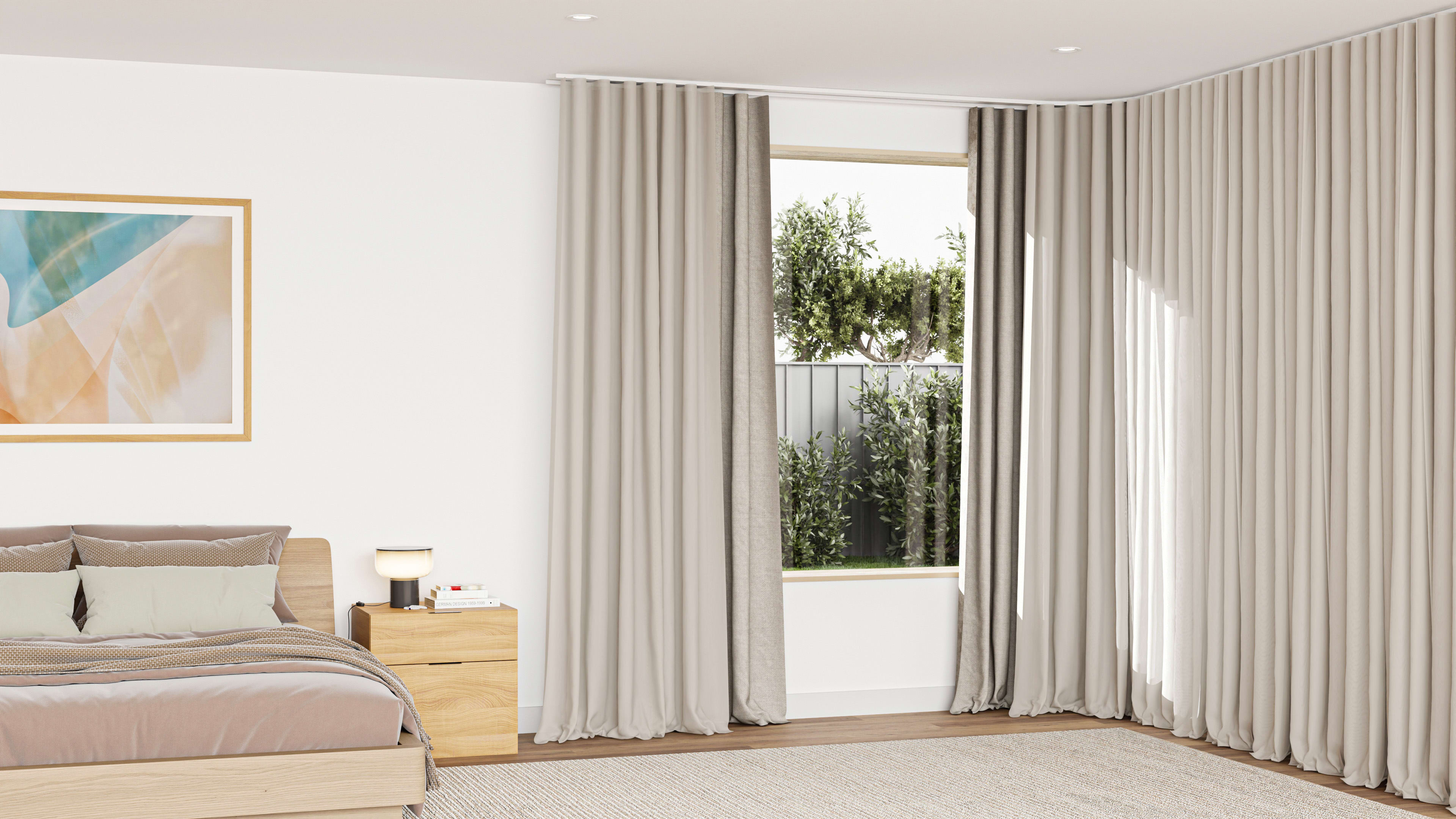 Burleigh Sheer and Simplicity Blockout Double Curtain in Shell
