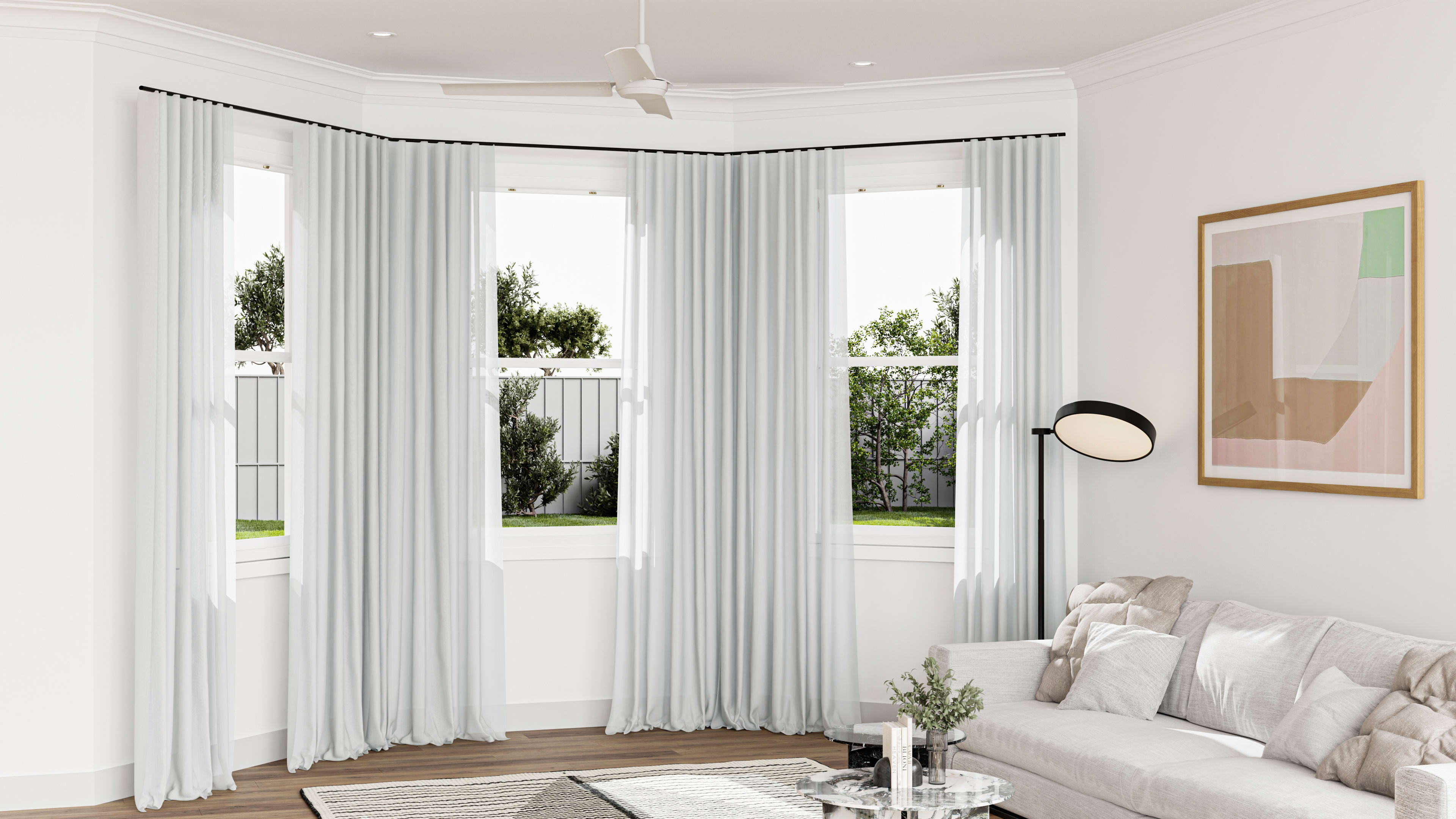 Allusion Sheer Box and Bay Curtain in Ghost