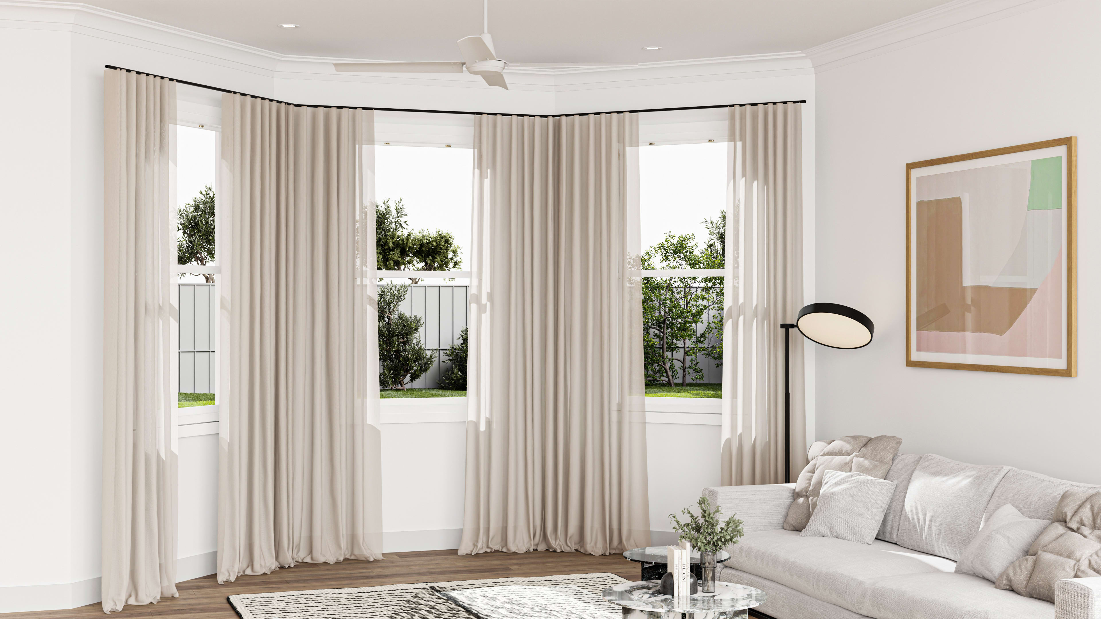 Burleigh Sheer Box and Bay Curtain in Shell