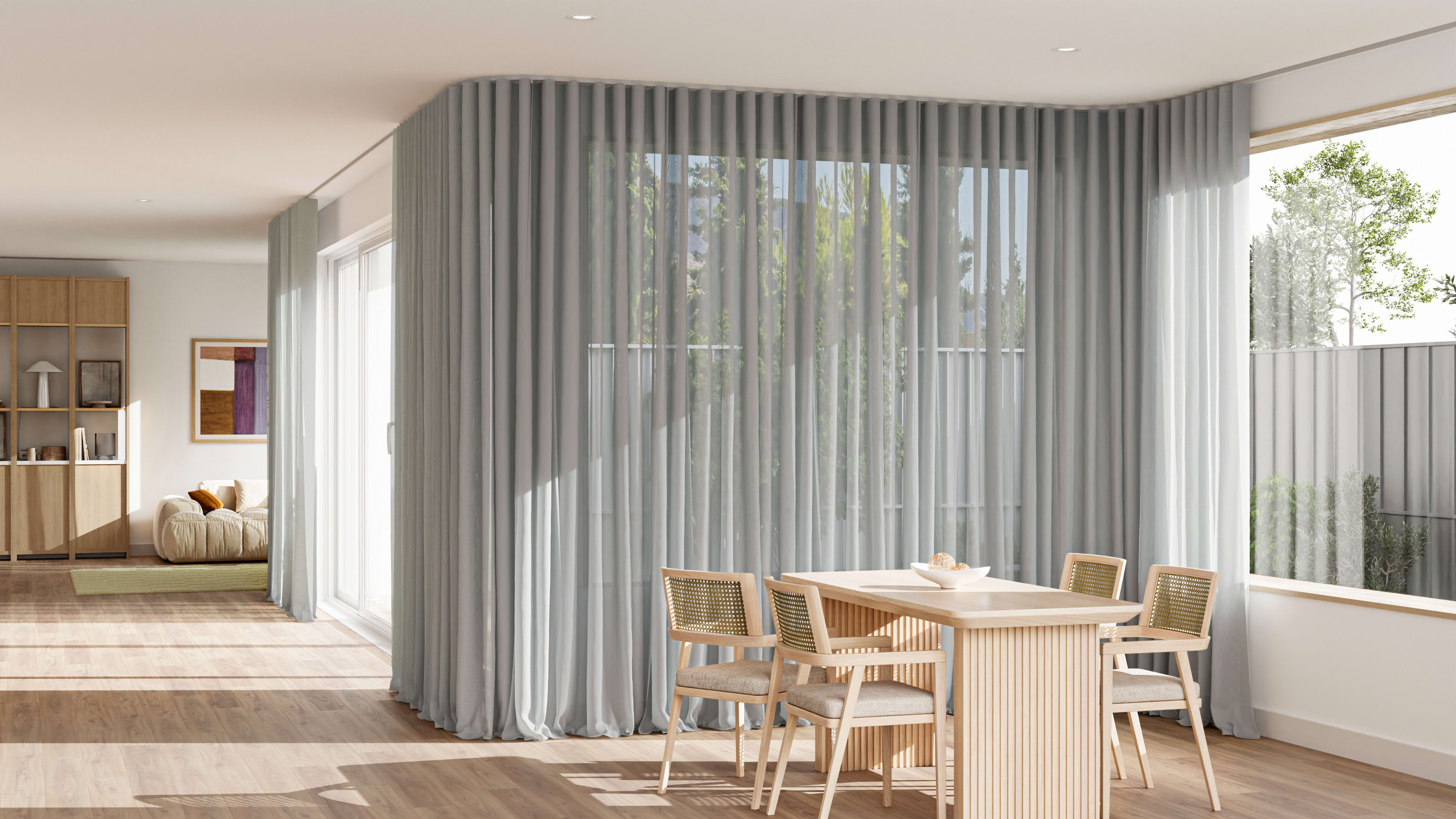 Alexandra Sheer Curved Curtain in Salt Pepper