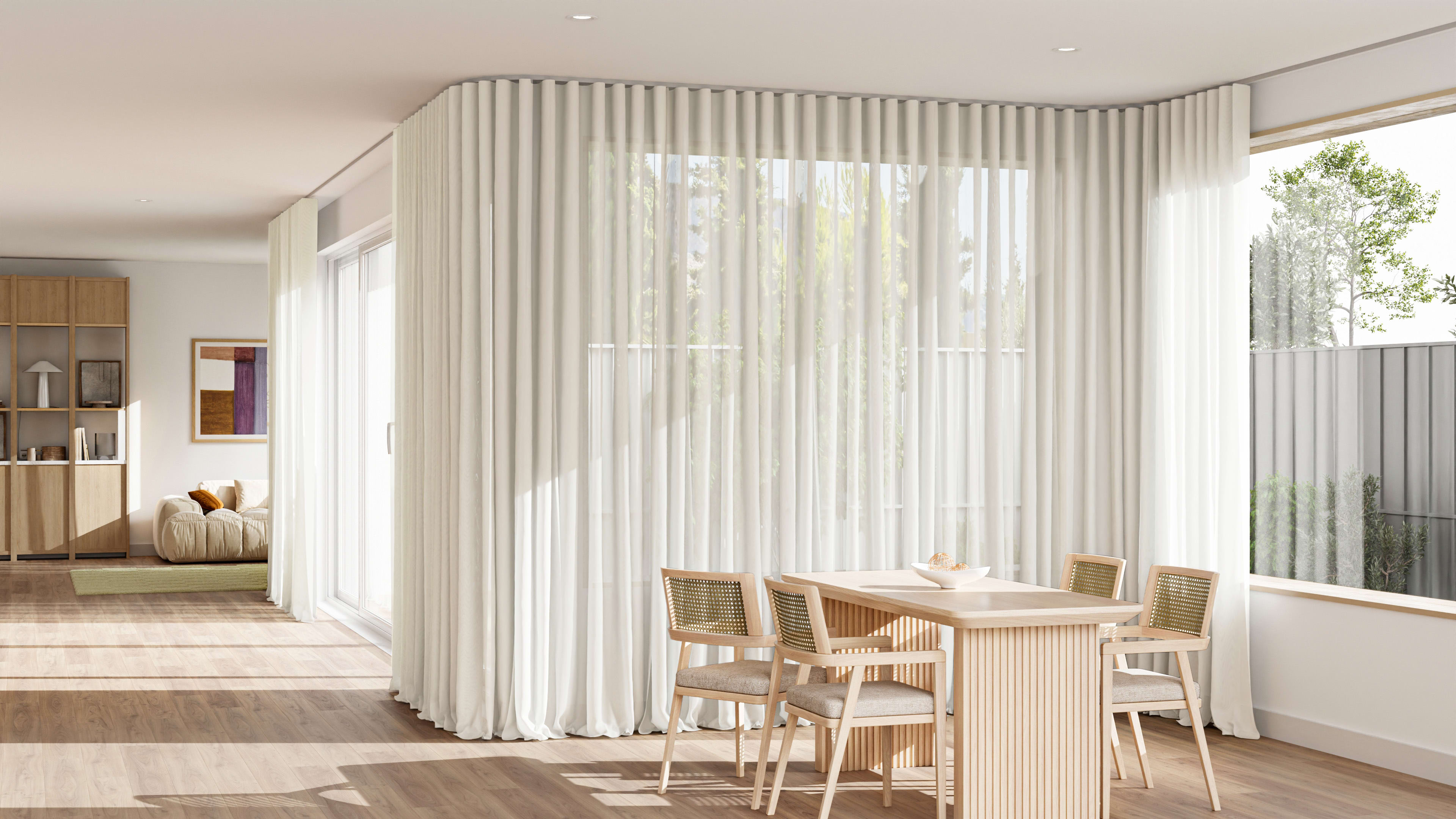 Burano Sheer Curved Curtain in Vanilla