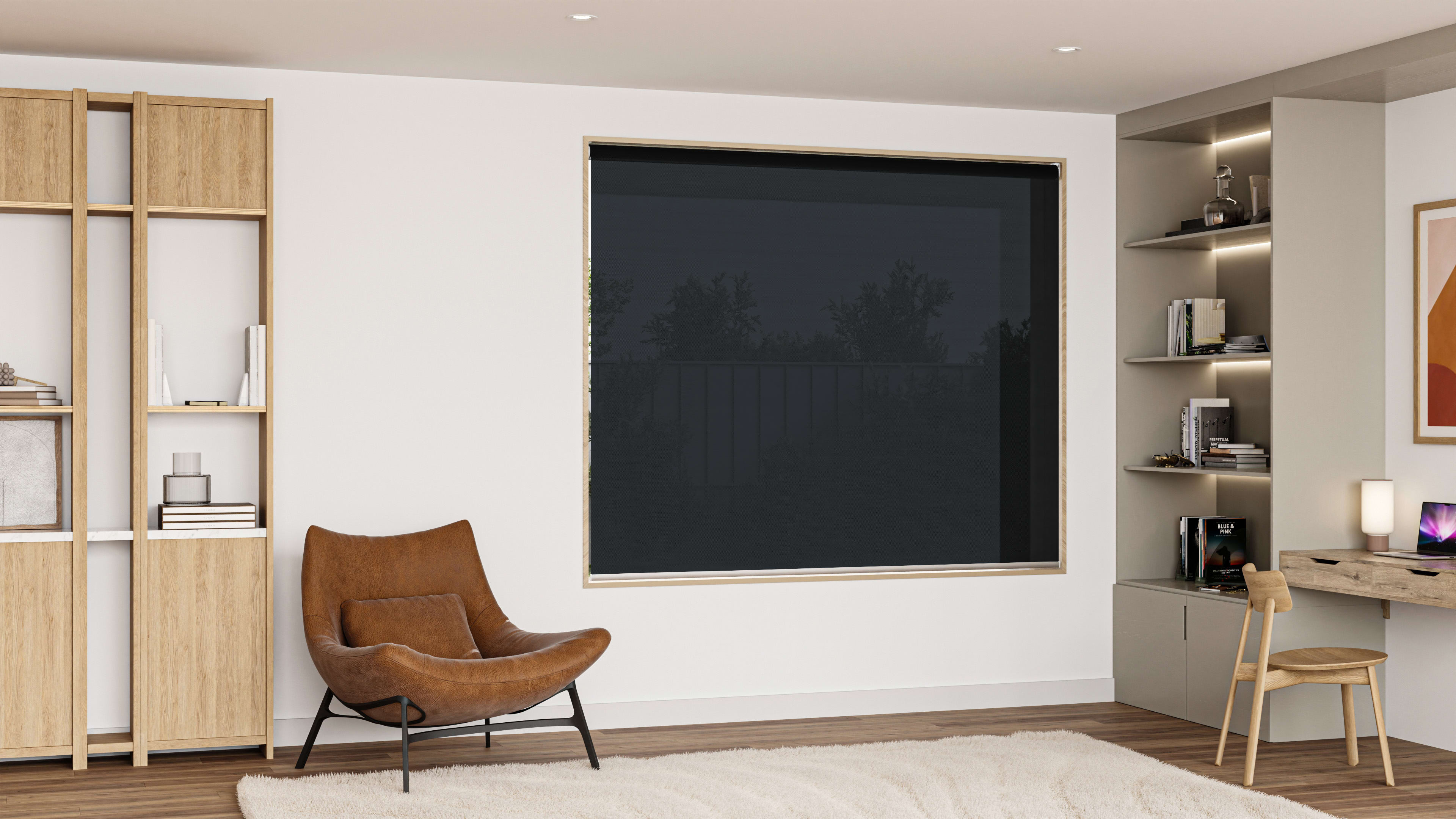 One Screen Sunscreen Roller Blind in Black