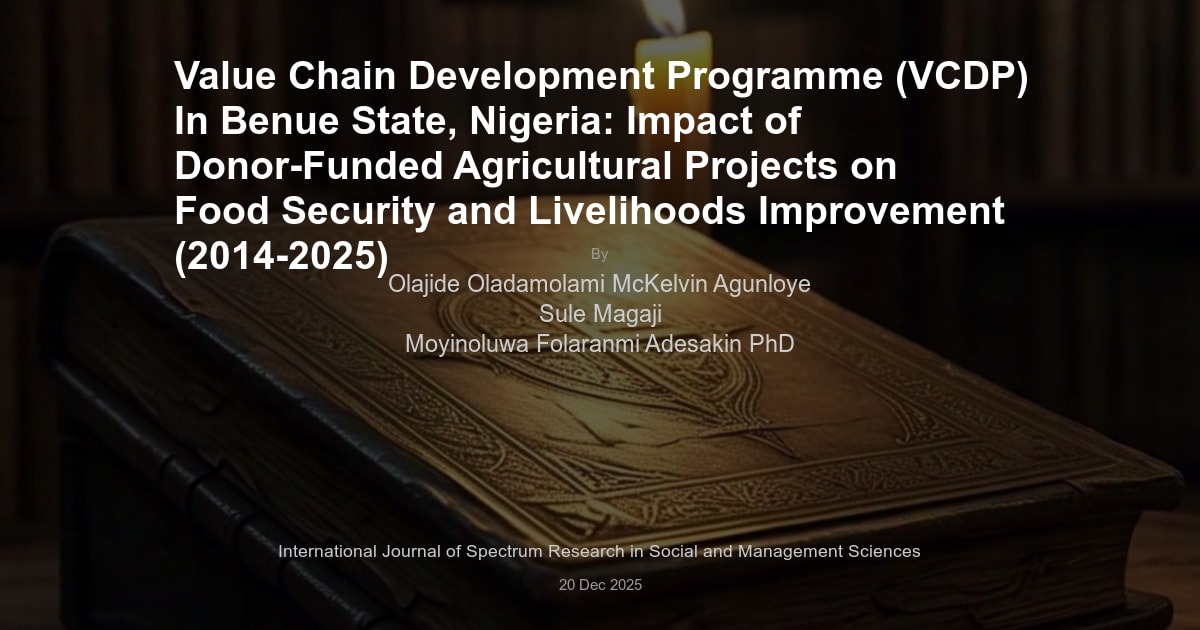 Value Chain Development Programme (VCDP) In Benue State,...