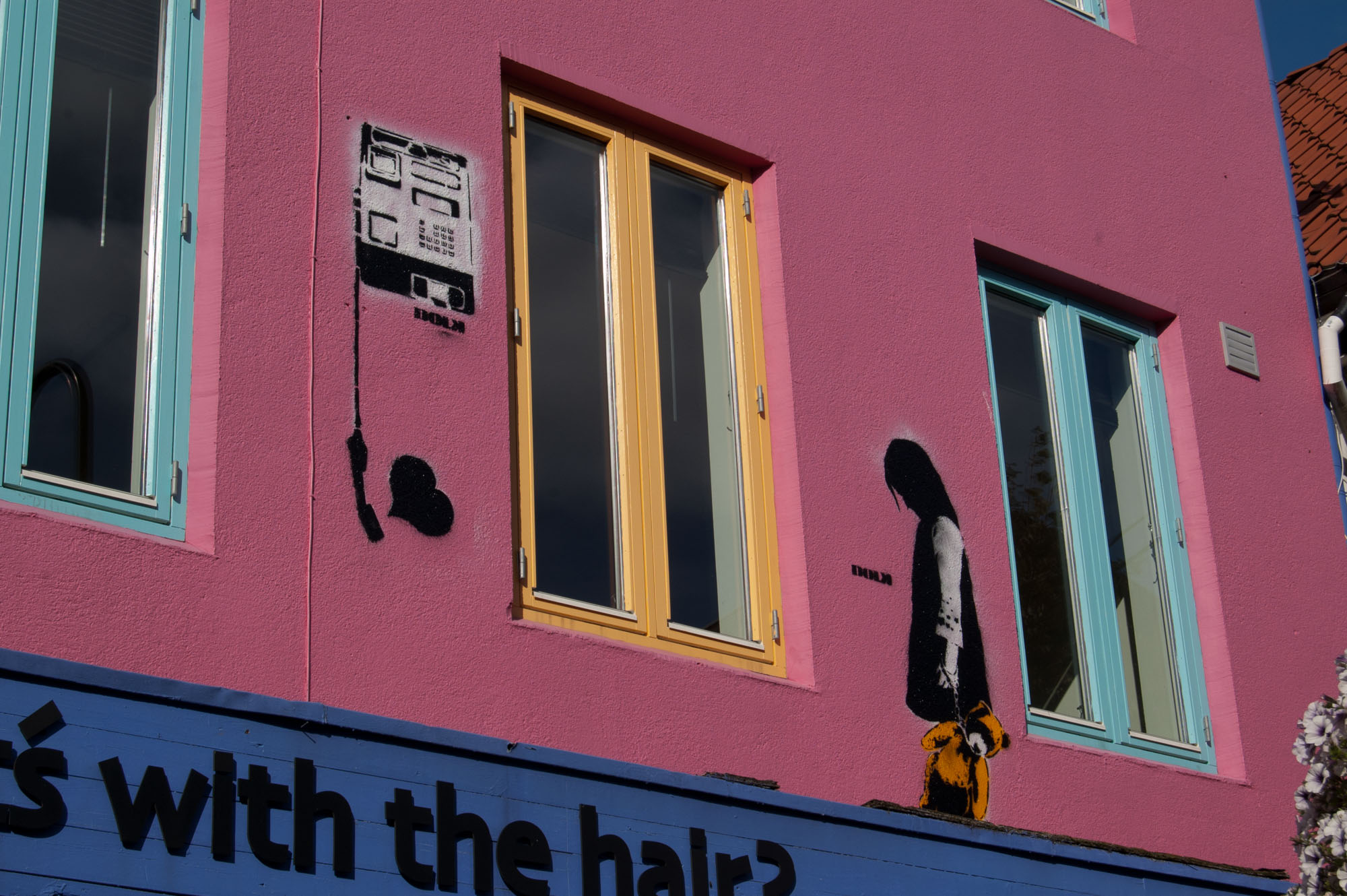Stavanger Street Art: "Girl with Teddy + Heart Phone" by Dolk - Fjord ...