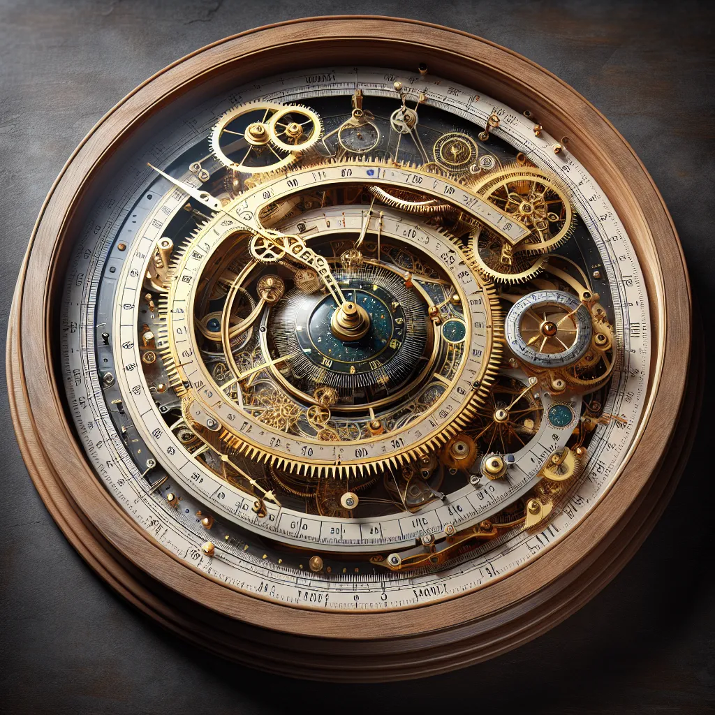 Antique astronomical clock and its operation