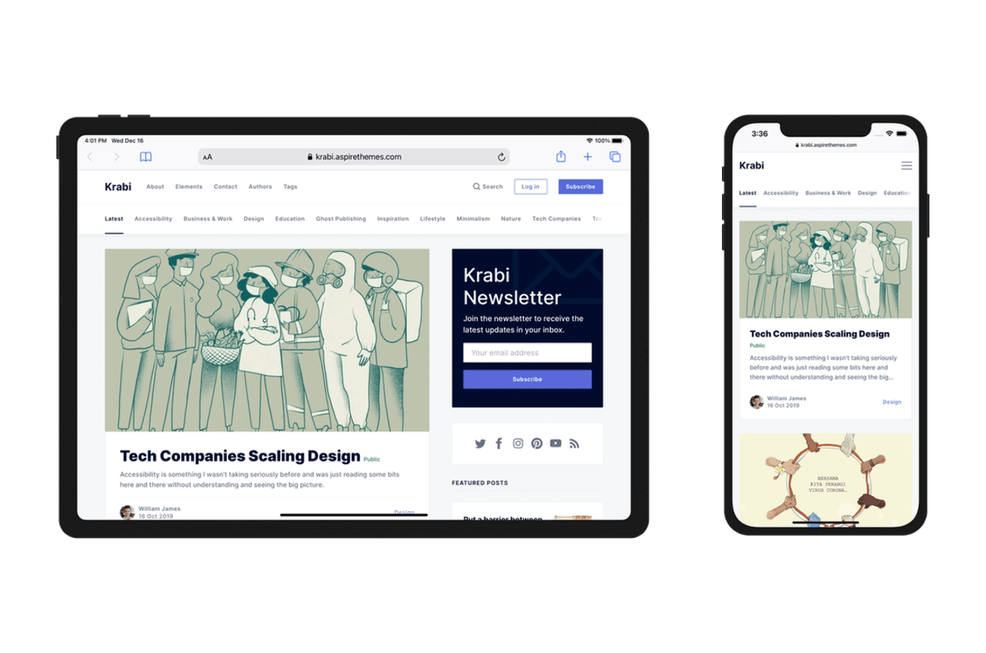 Krabi - Ghost Theme for Magazine Blog