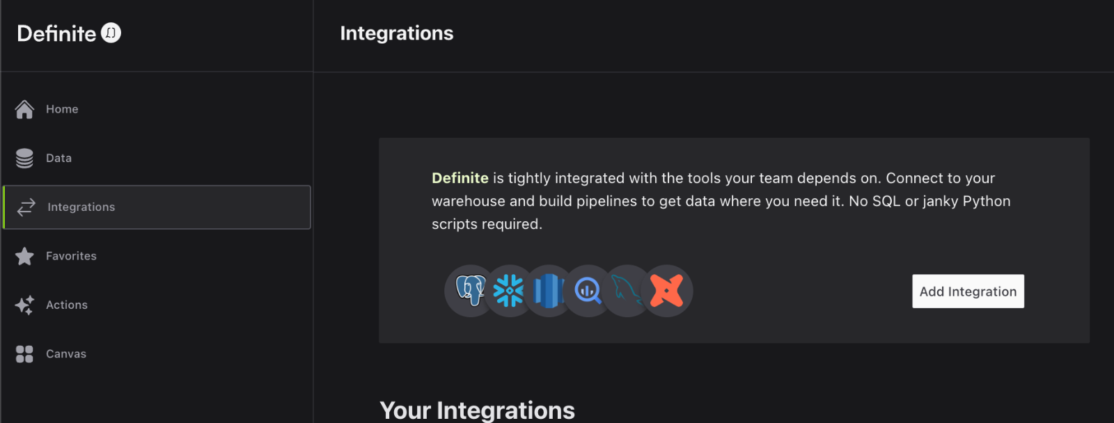 Connecting to your database - Definite