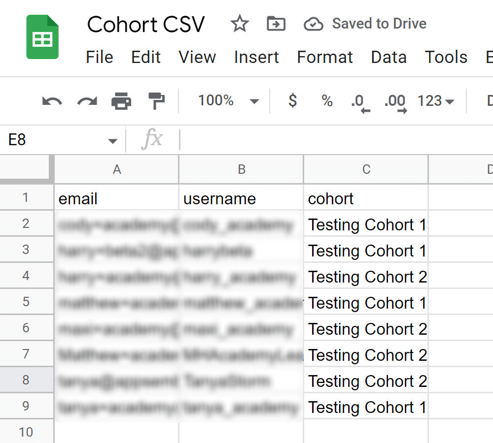Assign Students to Cohorts via CSV files