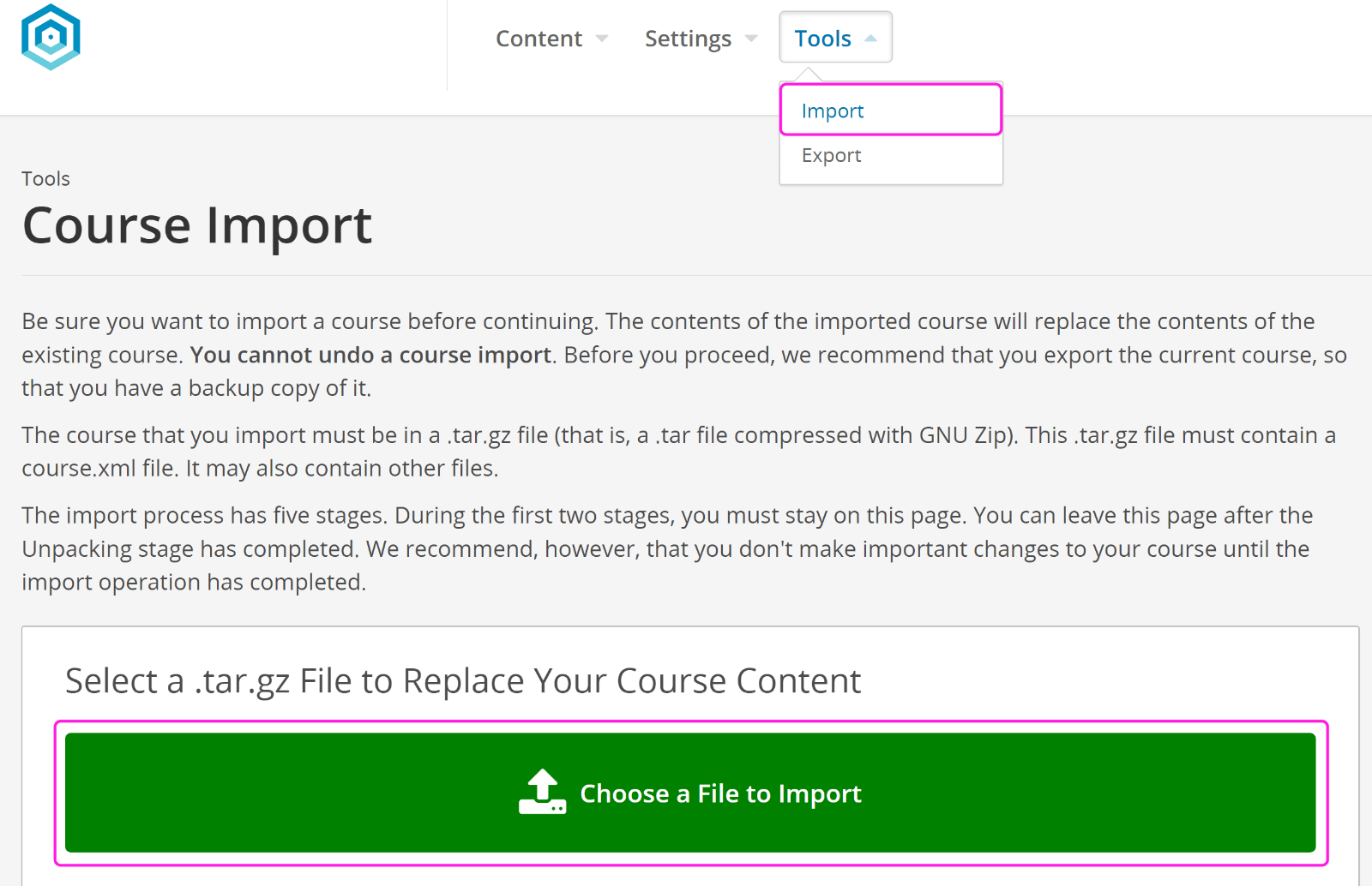 Exporting and Importing Courses