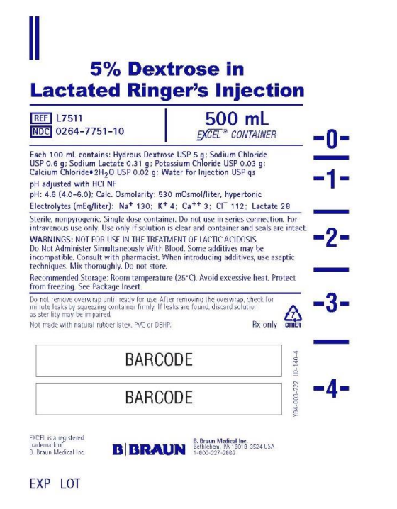 B Braun L7511 - Lactated Ringers Injection Solution, 5% Dextrose, 500 ...