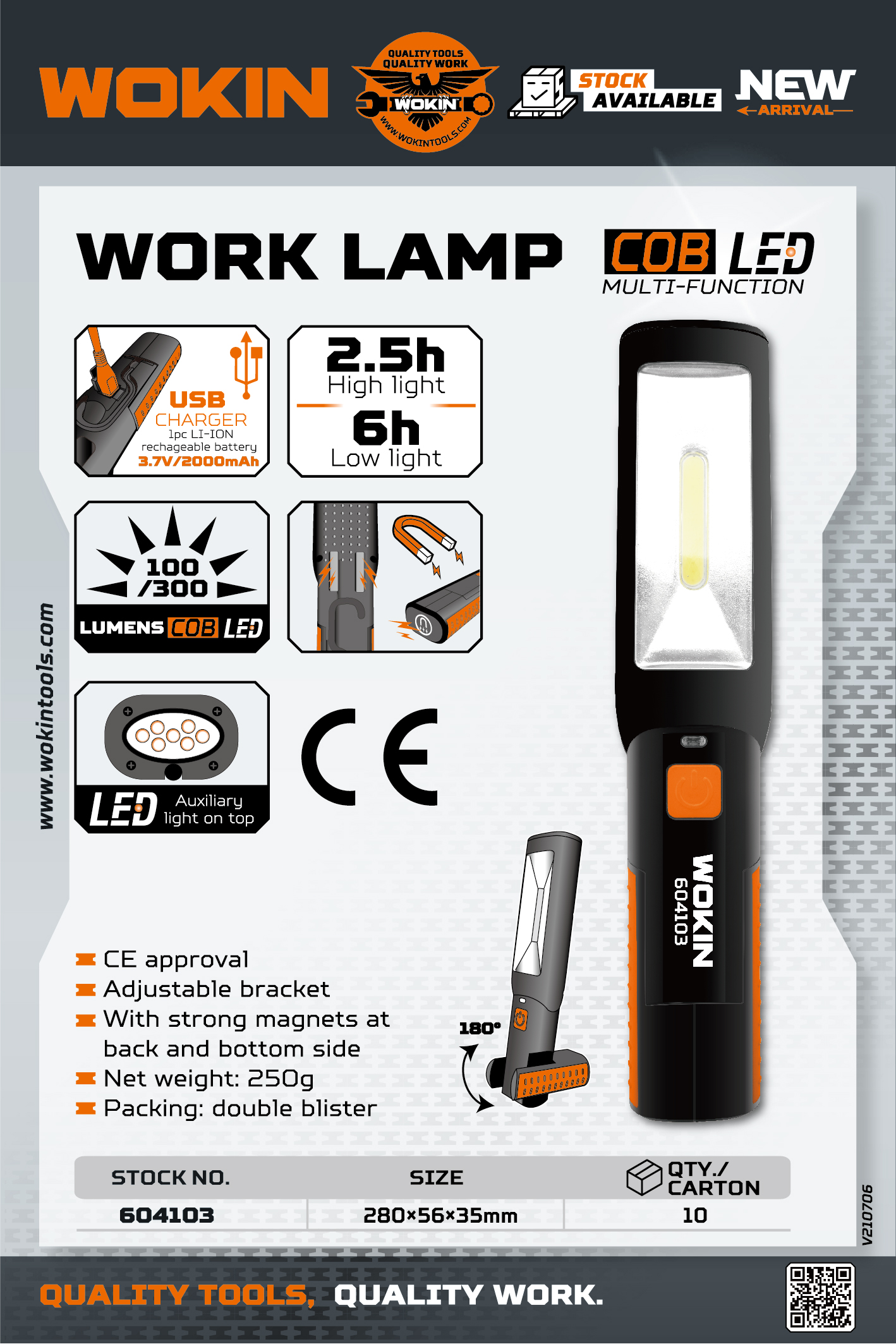 Linterna de Trabajo 300 Lumens Wokin