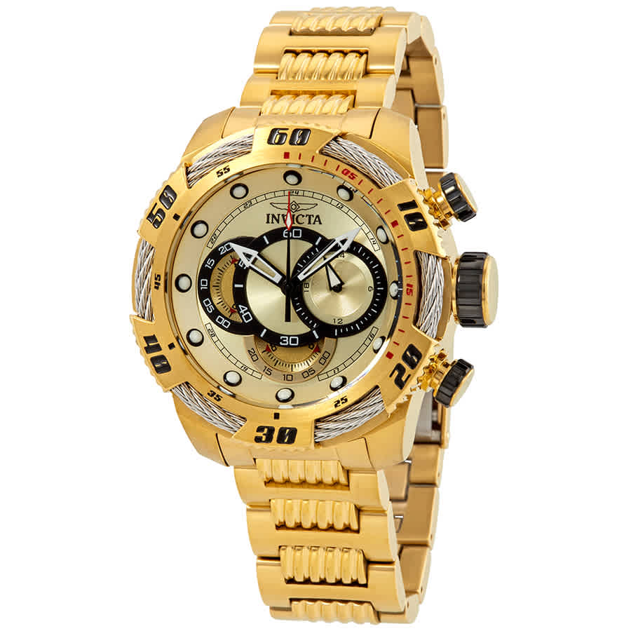 Invicta Speedway Chronograph Gold Dial Mens Watch 25482 In Black / Gold ...