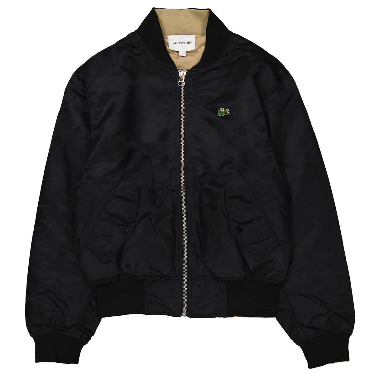 Lacoste Mens Reversible Quilted Bomber Jacket, Brand Size 48 In Black ...