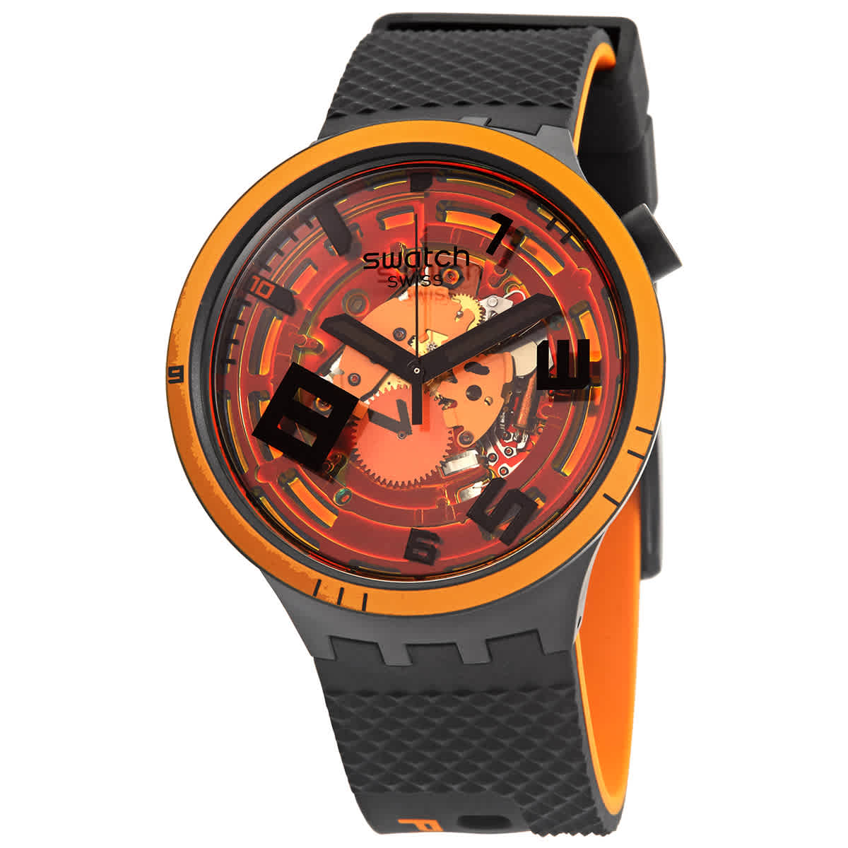 Swatch Big Bold Planets Quartz Mens Watch Sb01b127 In Black / Orange ...