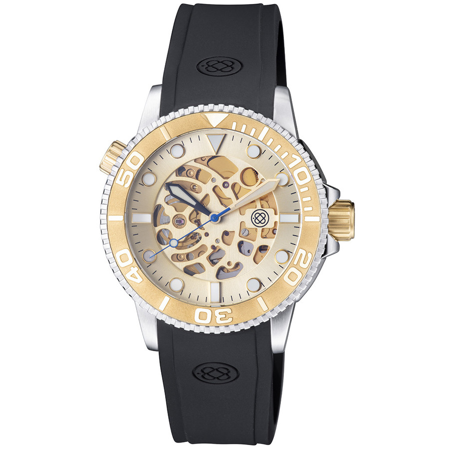 Deep Blue Skeleton Diver Automatic Gold Dial Mens Watch 44mmskelh In ...