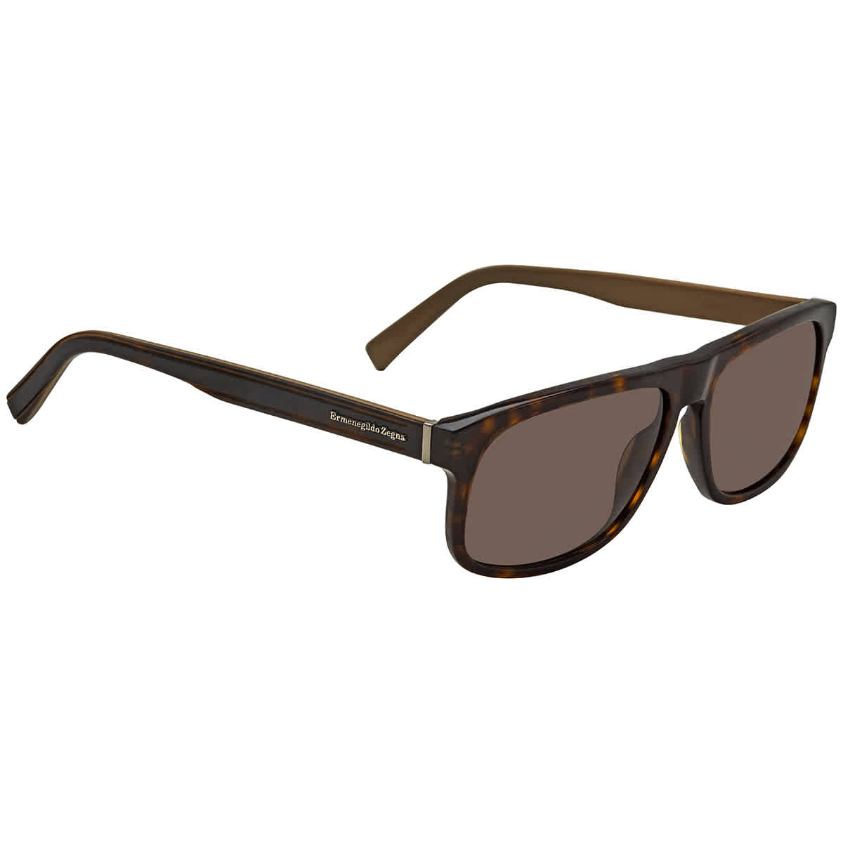 Ermenegildo Zegna Dark Havana Rectangular Mens Sunglasses Ez0003 52j