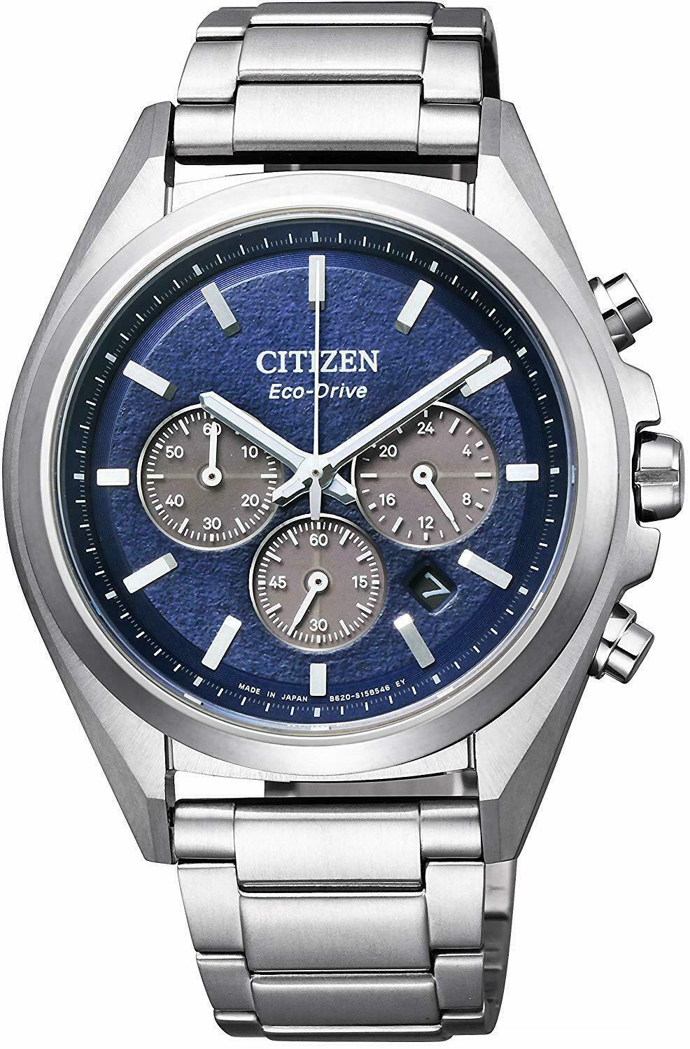 Citizen Eco-drive Chronograph Blue Dial Titanium Mens Watch Ca4390-55l ...