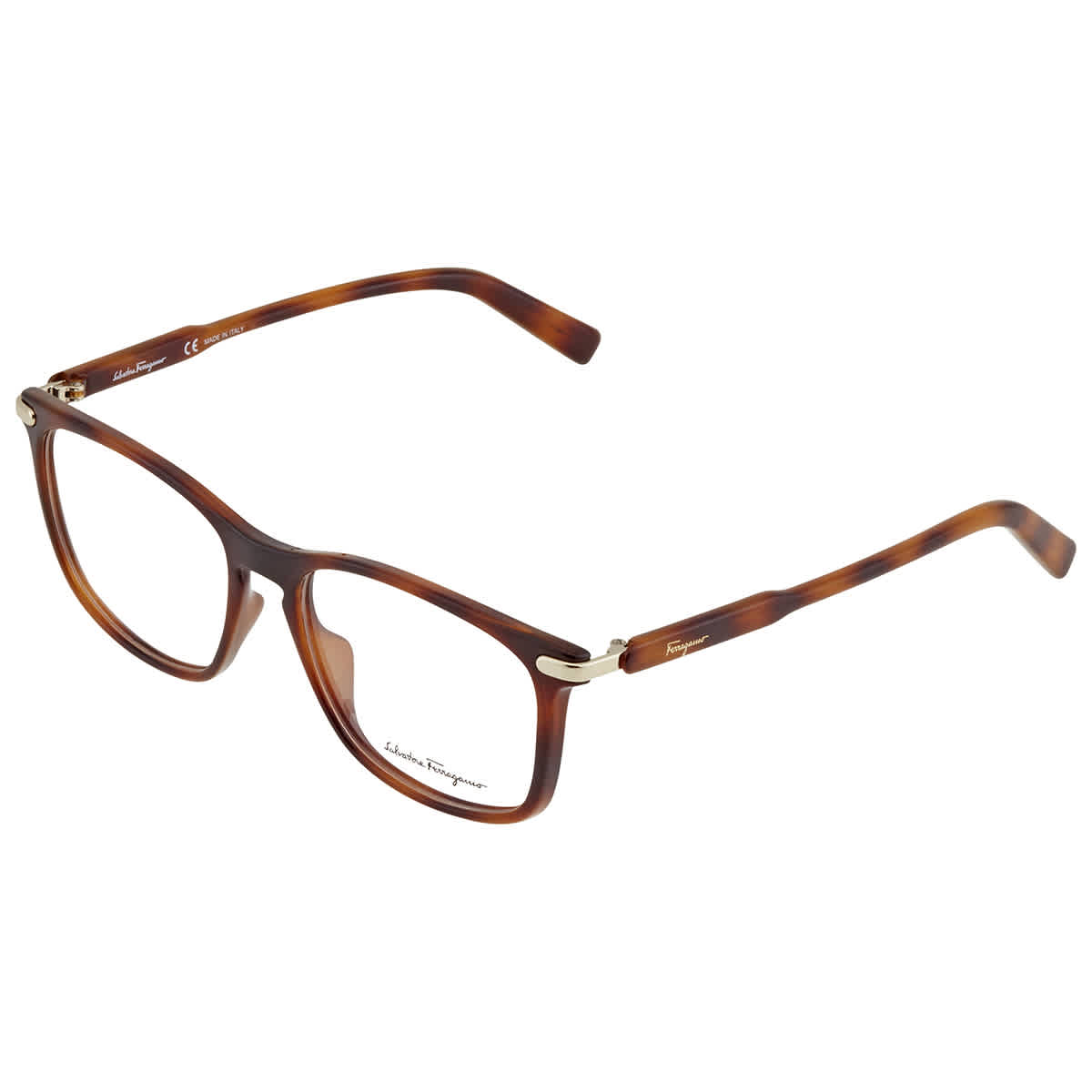 Salvatore Ferragamo Mens Tortoise Rectangular Eyeglass Frames Sf2839