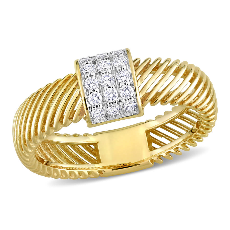 Amour 1/6ct Tdw Diamond Rectangular Grid Ring In 14k Yellow Gold | ModeSens