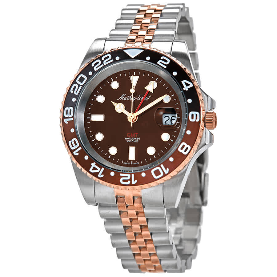 Mathey-tissot Mathy Vintage Gmt Two-tone Root Beer Dial Mens Watch ...