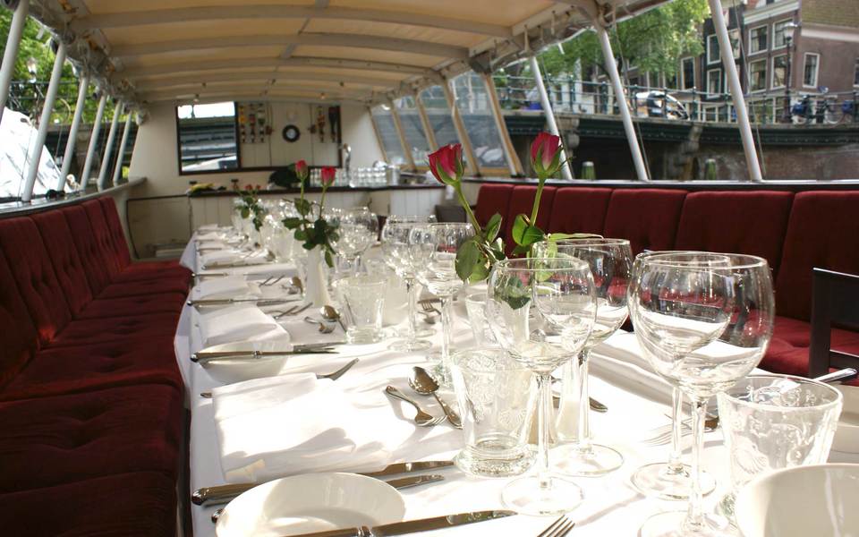 Rent 40 persons Canal barge Jacob van Lennep via Rent A Boat Amsterdam