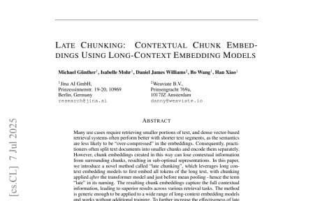 Late Chunking: Contextual Chunk Embeddings Using Long-Context Embedding ...