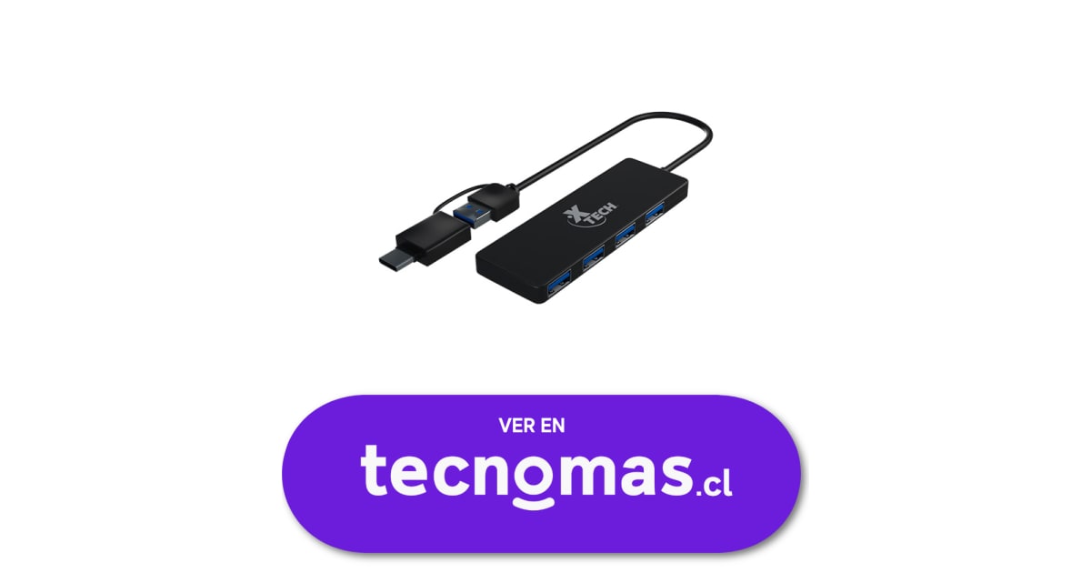 tecnomas.cl | [XTC-390] HUB USB XTech XTC-390 c/adpatador USB Tipo-C y