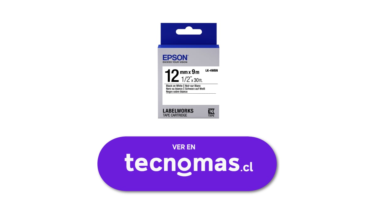 tecnomas.cl | [LK-4WBN] Cinta Epson Estándar - LK-4WBN Estándar