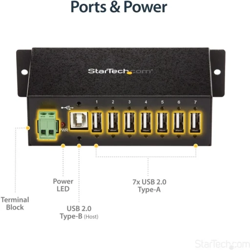 tecnomas.cl | HUB Concentrador StarTech Industrial 7 Puertos USB 2.0