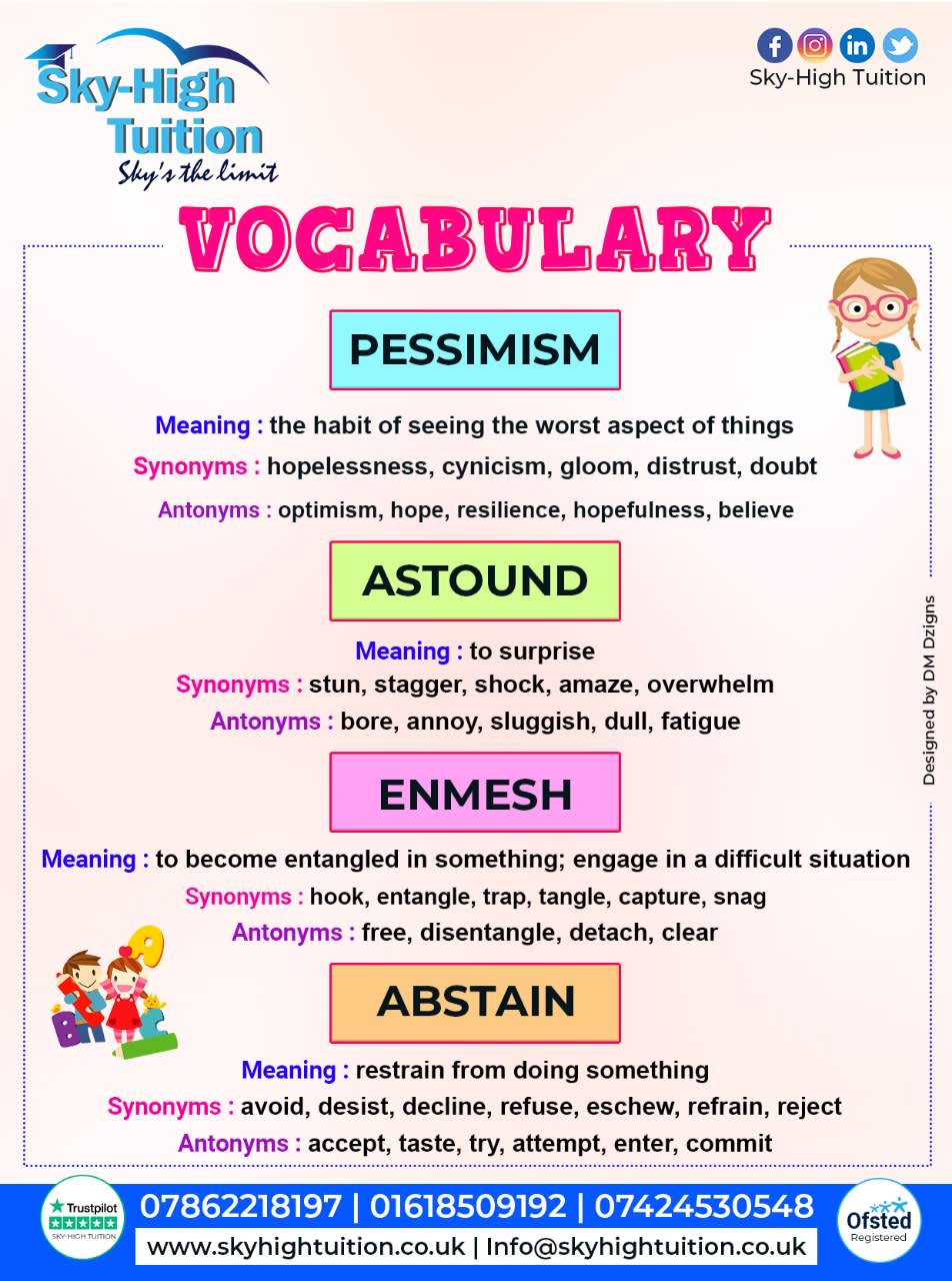 11+ Free Vocabulary Sheets | 11+ Tuition & 11+ Mock Tests