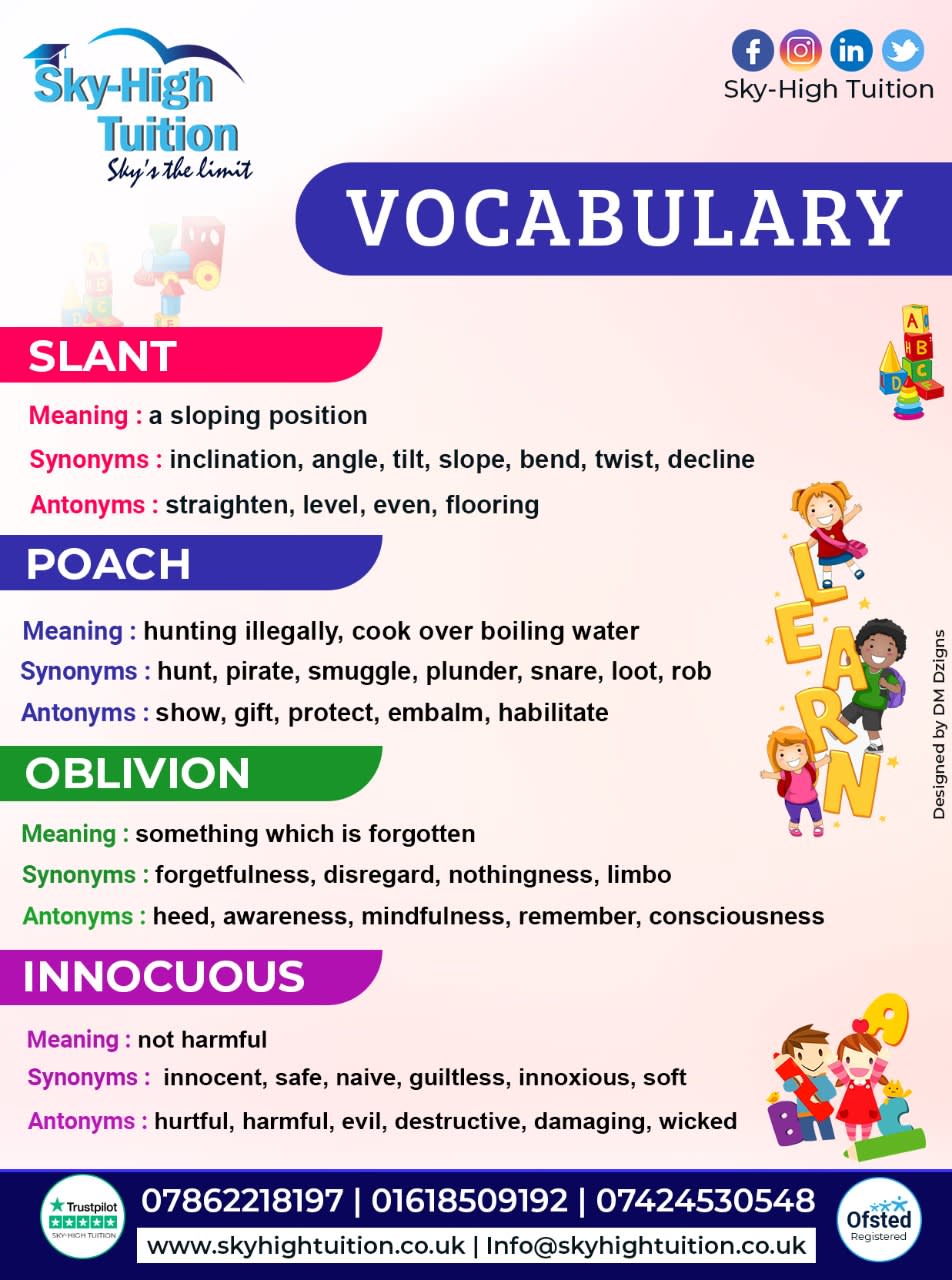 11+ Free Vocabulary Sheets | 11+ Tuition & 11+ Mock Tests
