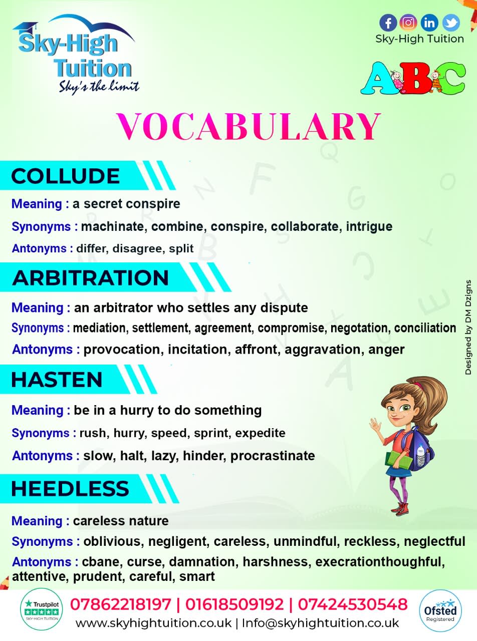 11+ Free Vocabulary Sheets | 11+ Tuition & 11+ Mock Tests