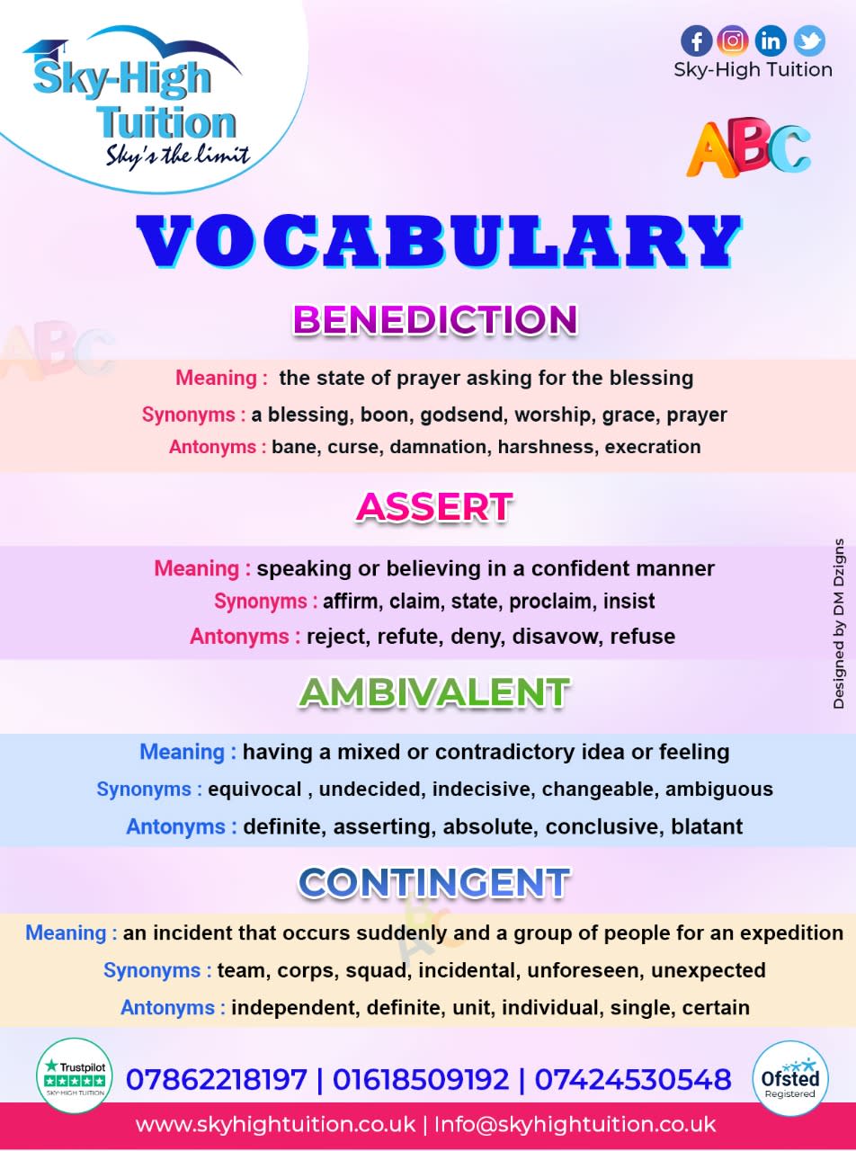11+ Free Vocabulary Sheets | 11+ Tuition & 11+ Mock Tests