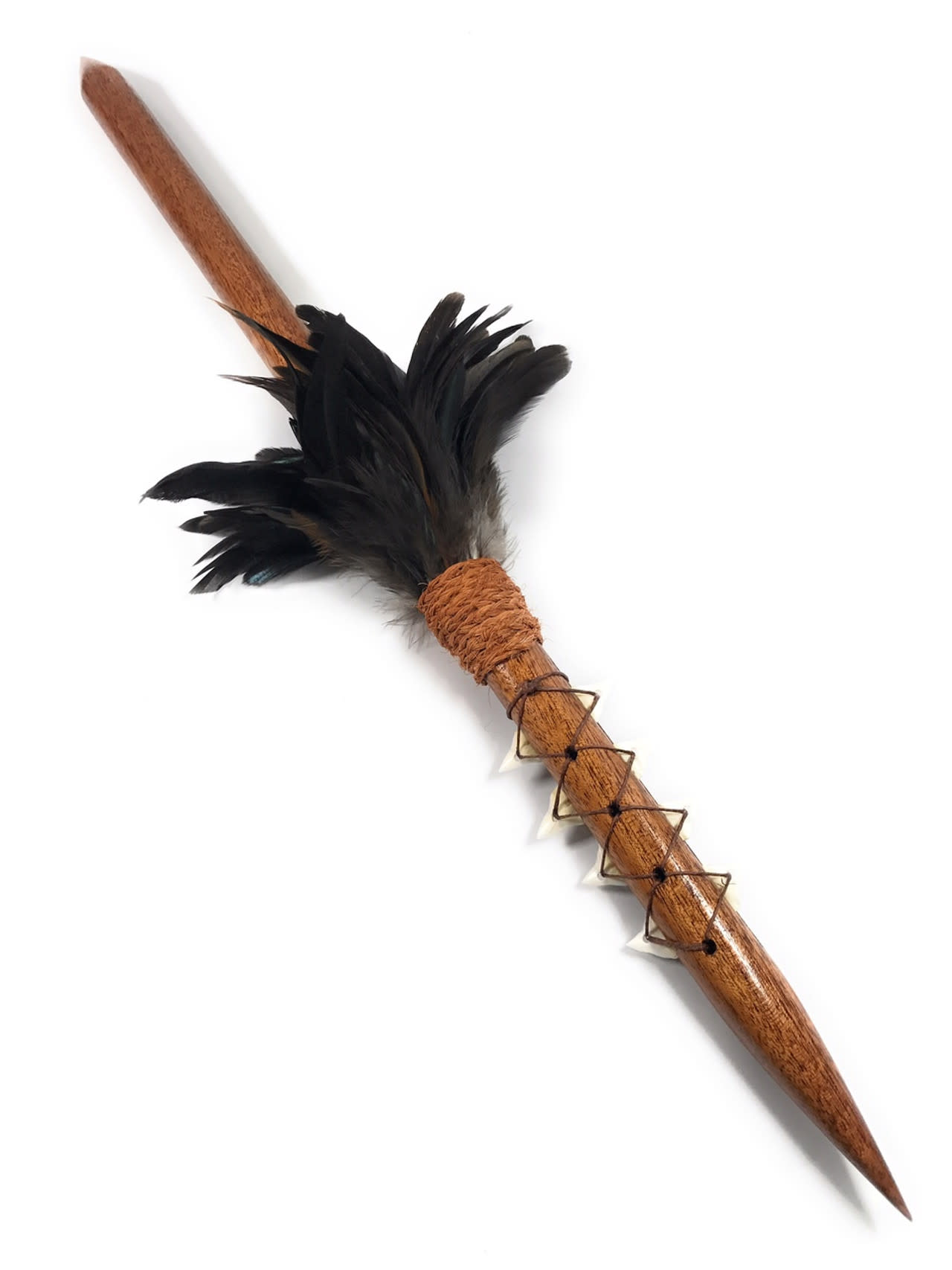 Koa spears: Authentic Hawaiian War Club & Spears w/ Shark Teeth