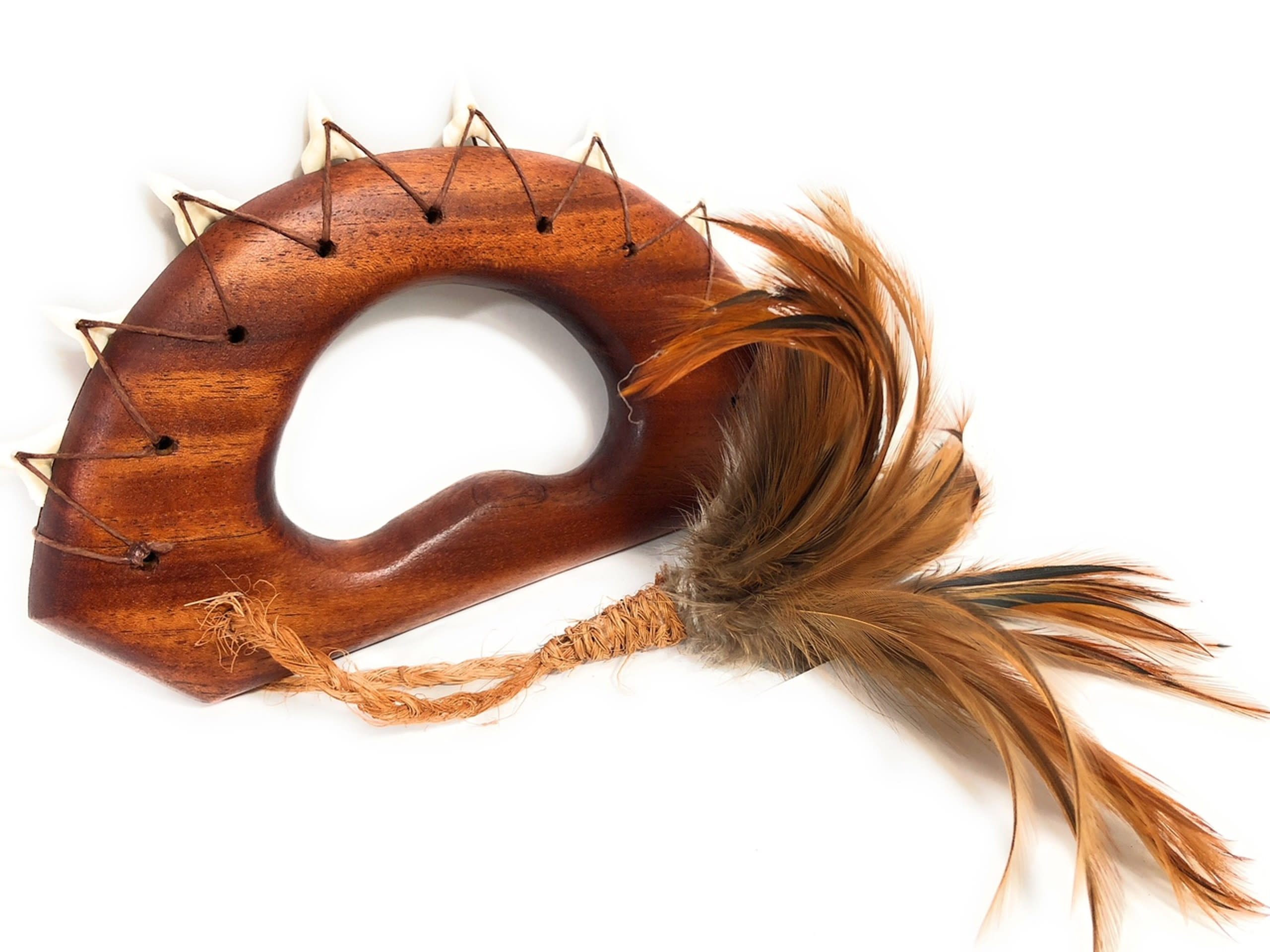 Hawaiian Koa War Club: Shark Tooth Weapons - Authentic Collector War Clubs