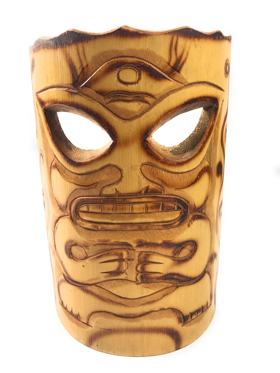 Bamboo Tiki Mask - Tiki Mask - hawaii Bamboo Mask - Carved Tiki Mask