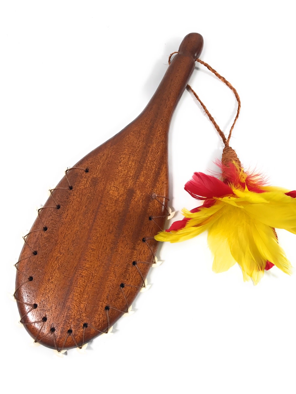 Hawaiian Koa War Club: Shark Tooth Weapons - Authentic Collector War Clubs